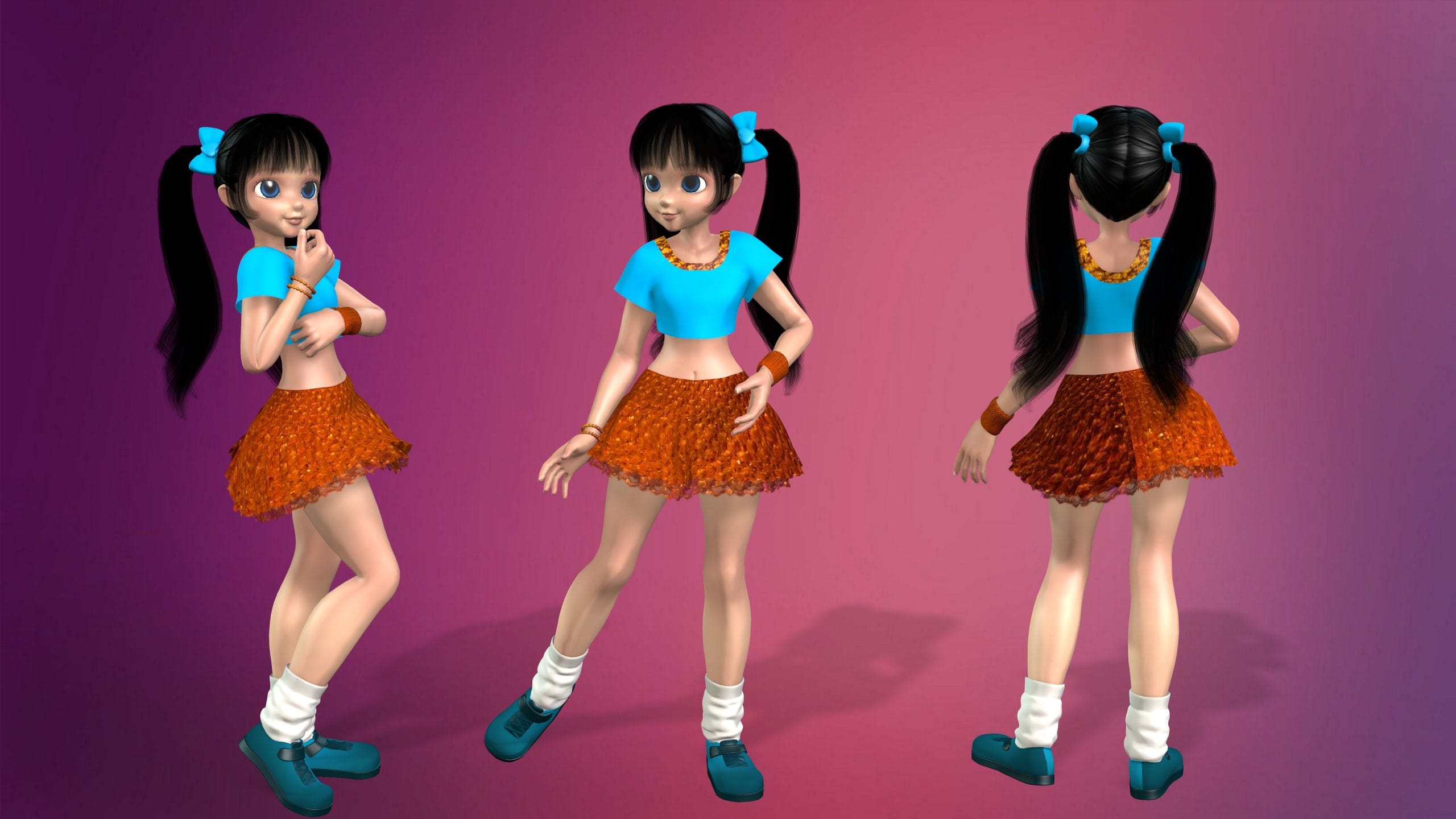 Cartoon Stylized Girl Model-Animation Included - deep3dsea