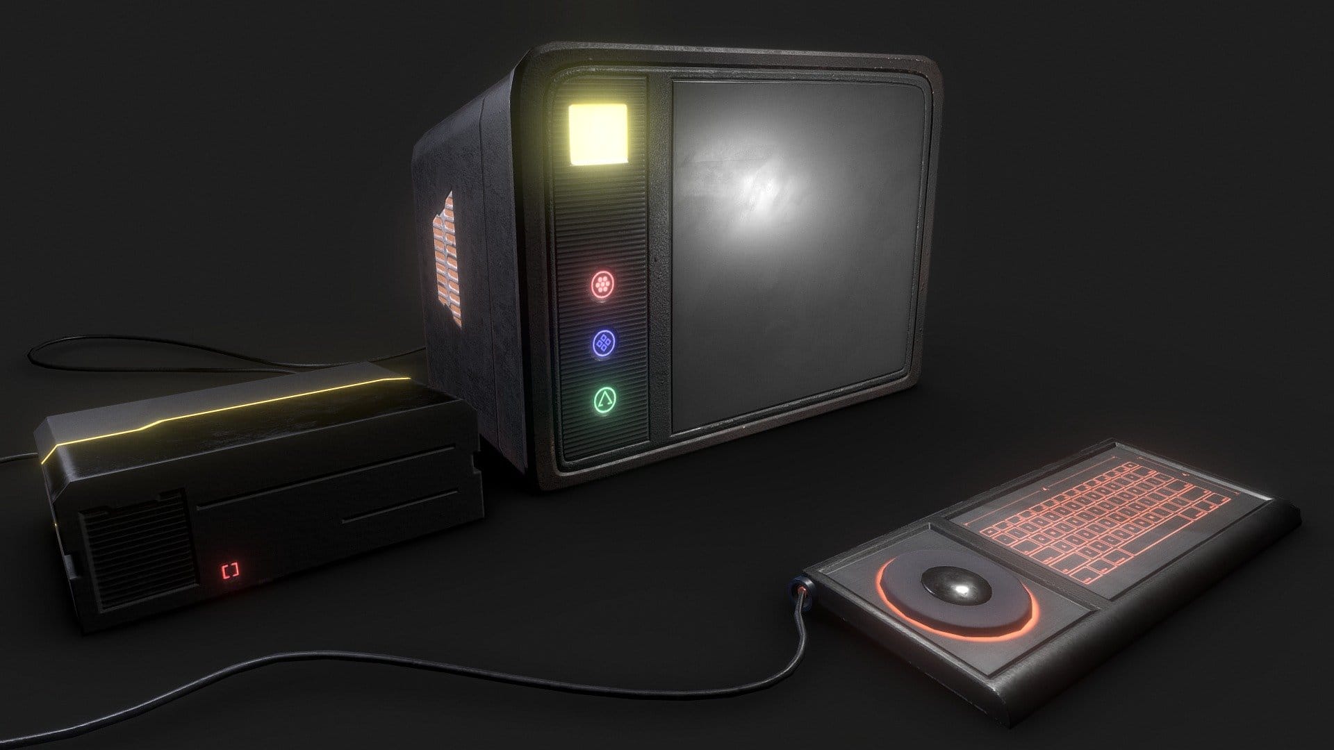 Download Cyberpunk Computer (low poly) 3D Model | deep3dsea