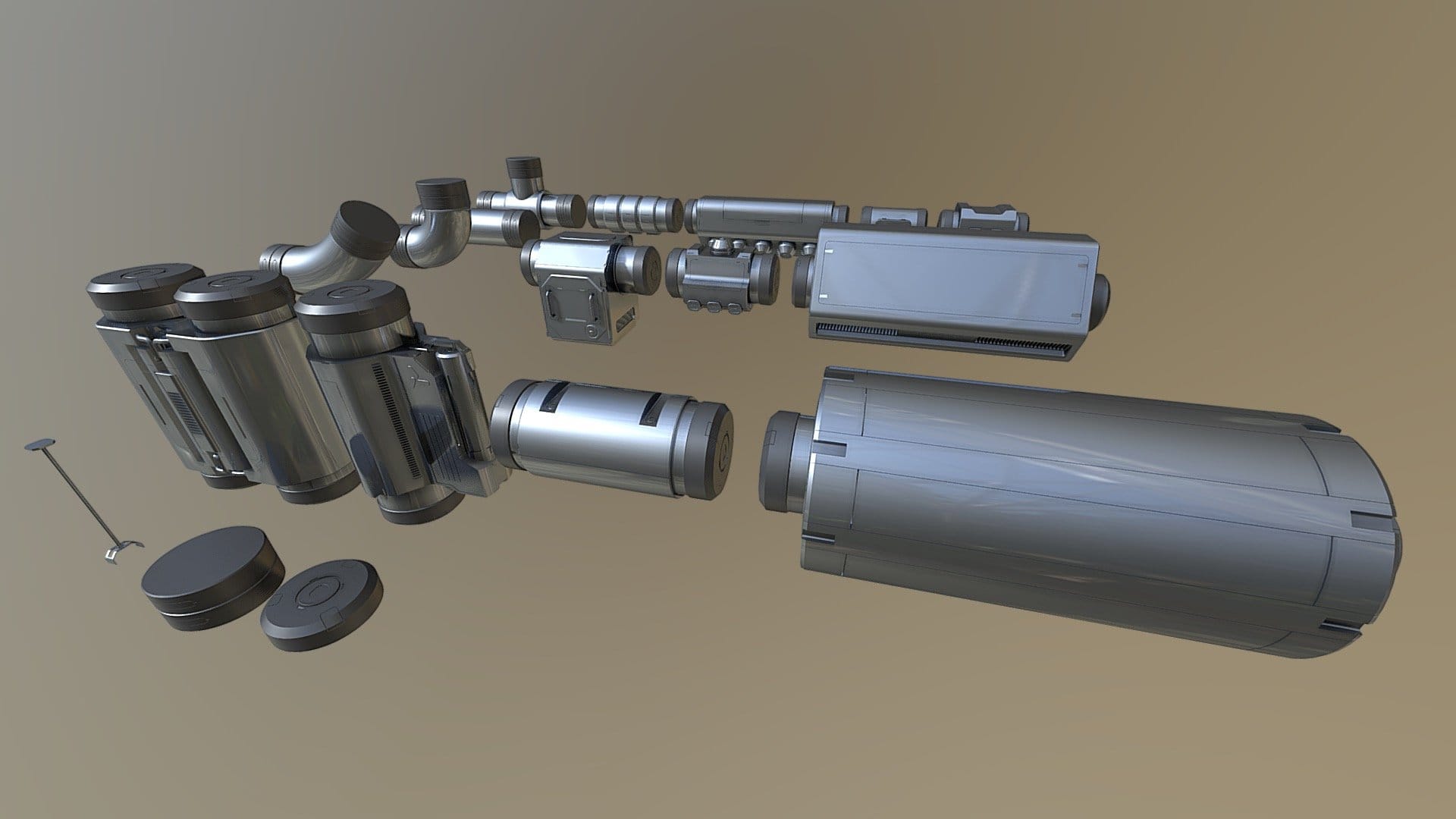Download Sci-fi Cyberpunk Pipe Set 3D Model | deep3dsea