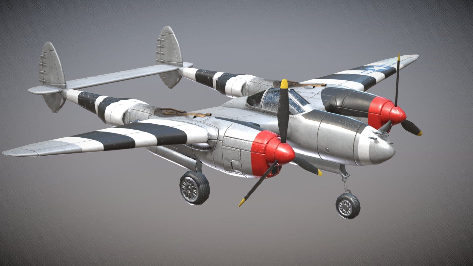 WW2 US Heavy Fighter Aircraft P-38 Lightning - deep3dsea