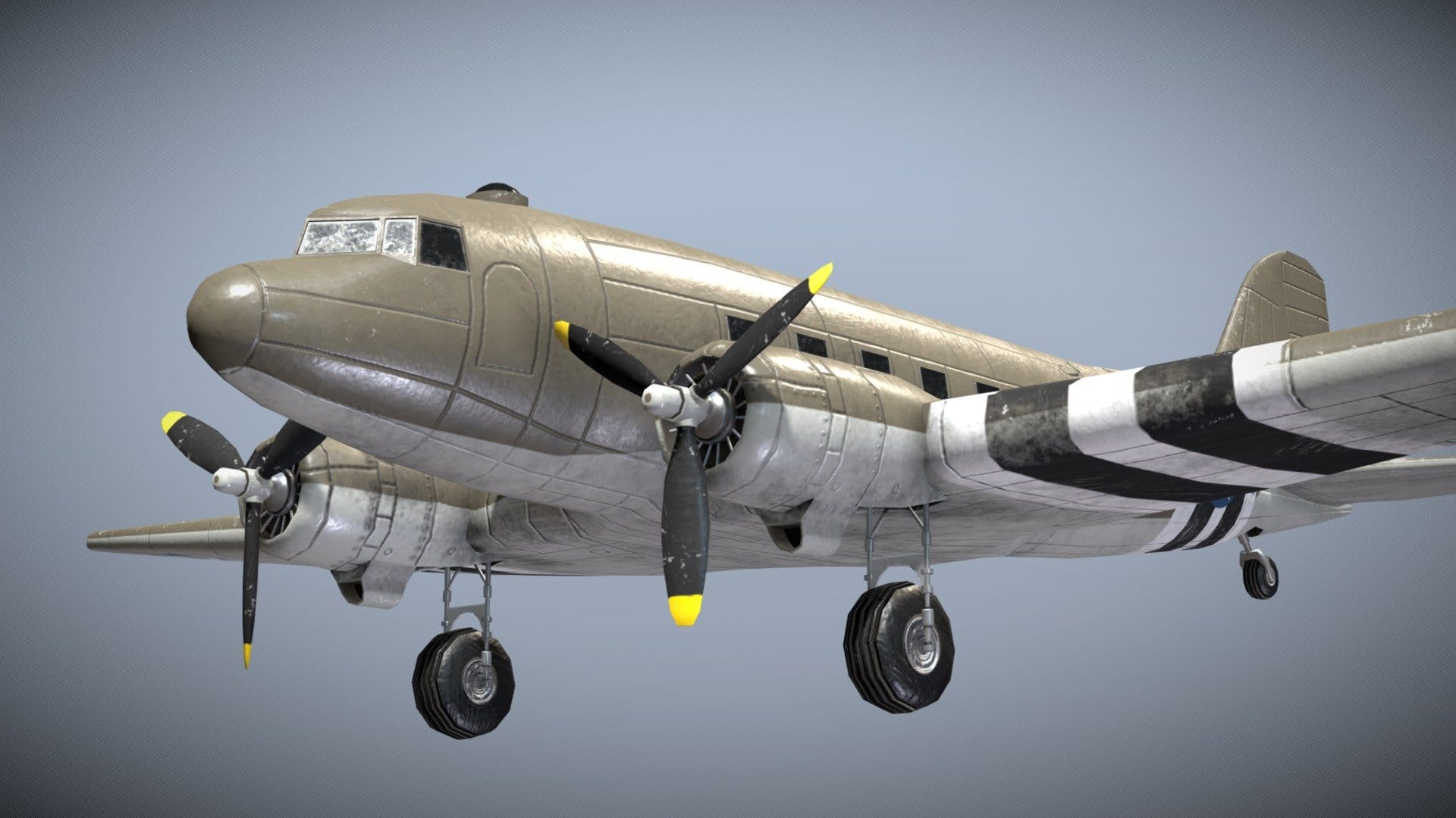 Download WW2 US Military Transport Aircraft C-47 Skytrain 3D Model ...