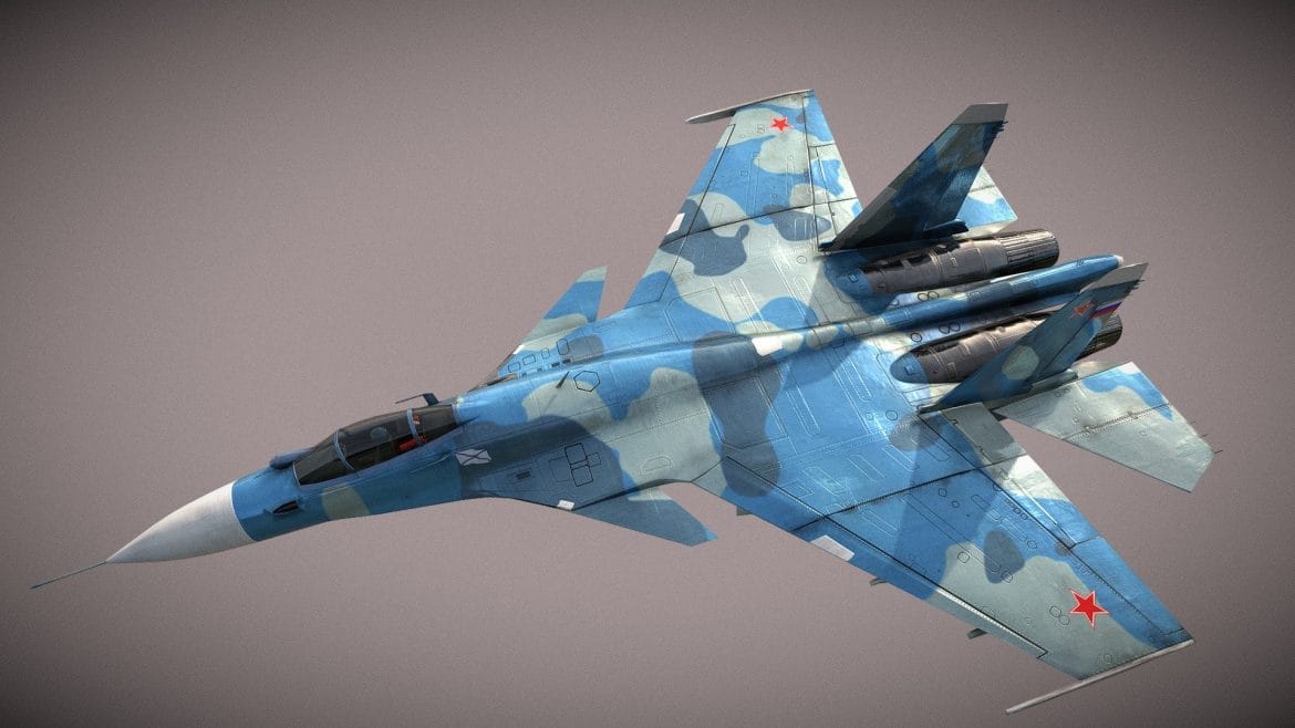 animated SU 33 D Flanker jet fighter - deep3dsea