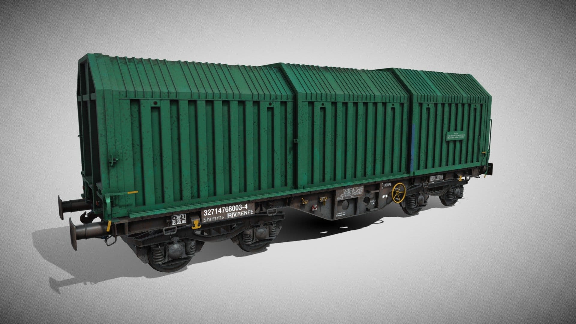 Freight train wagon JJ3 Green version - deep3dsea