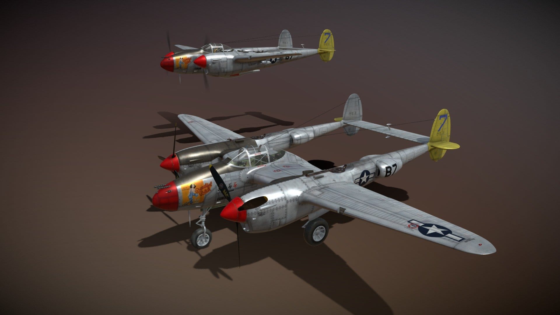 Download Lockheed P-38 Lightning - Beautiful Bitch 3D Model | deep3dsea