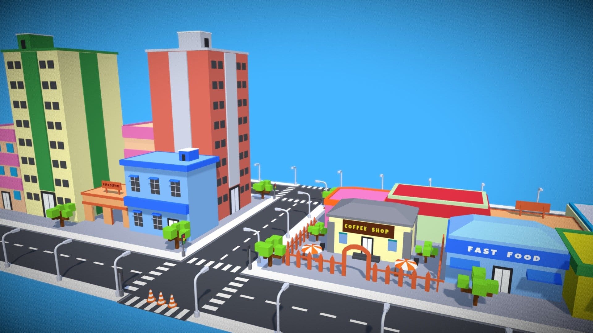 Low Poly 3D Town Assets - deep3dsea