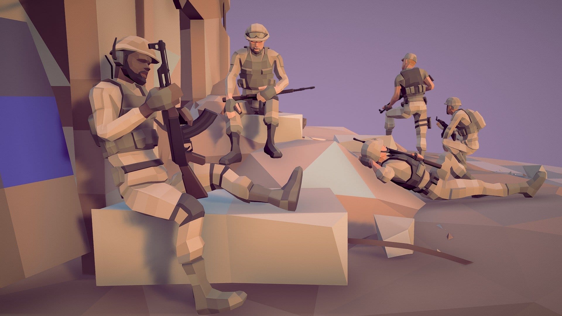 Download Low Poly Military Squad Rigged Characters Pack 3D Model | deep3dsea