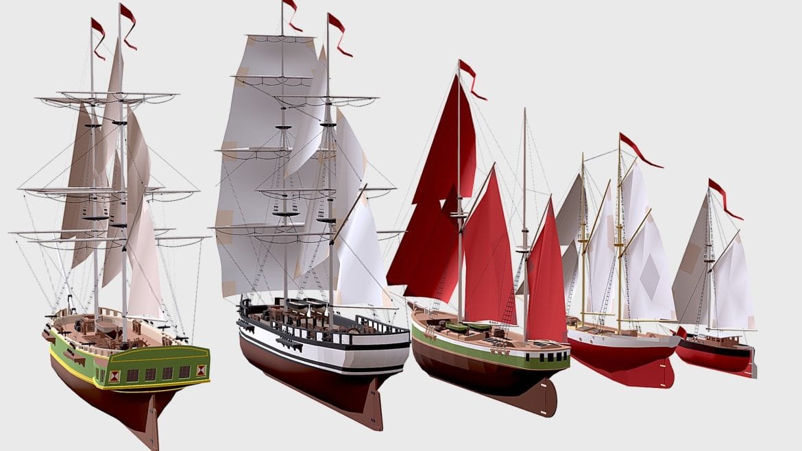 sailboats collection 3d model - deep3dsea