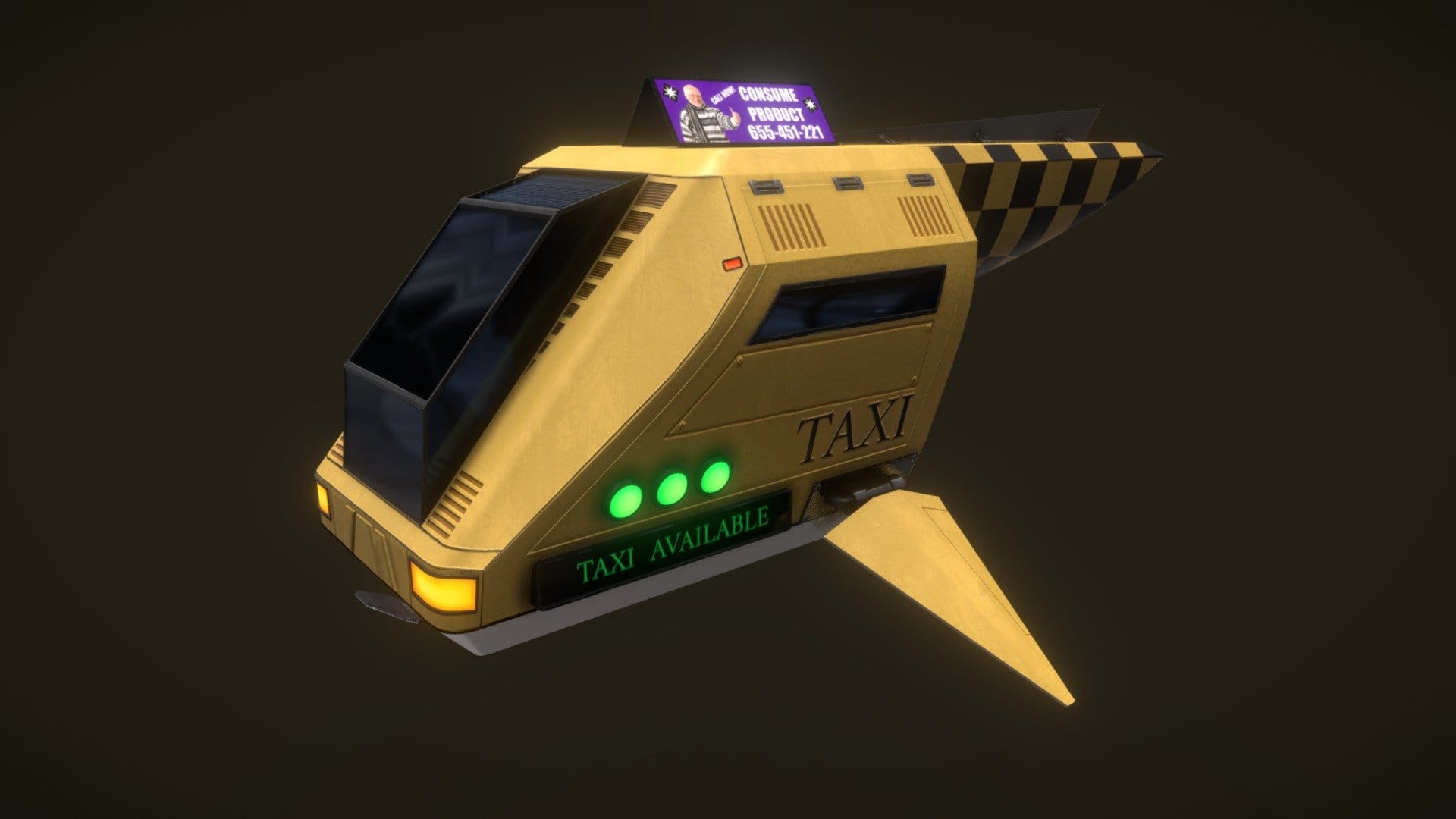 Cyberpunk High-Poly Flying Taxi - deep3dsea