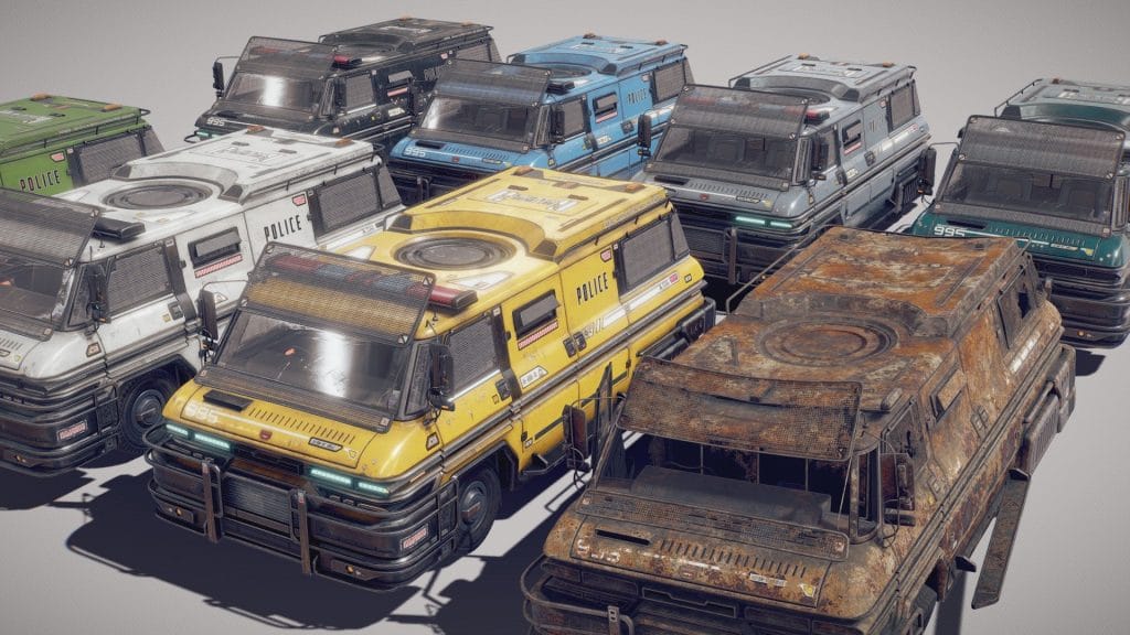 Cyberpunk Riot Police Van - All Versions - deep3dsea