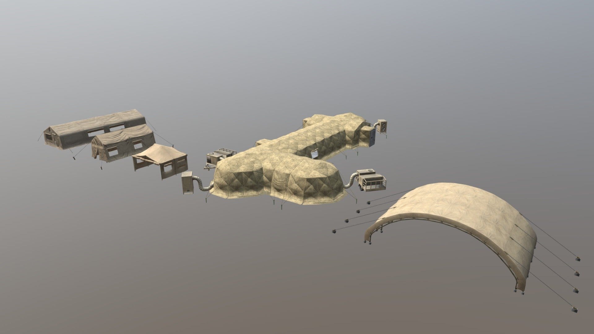 Low Poly Military Tents Pack - deep3dsea