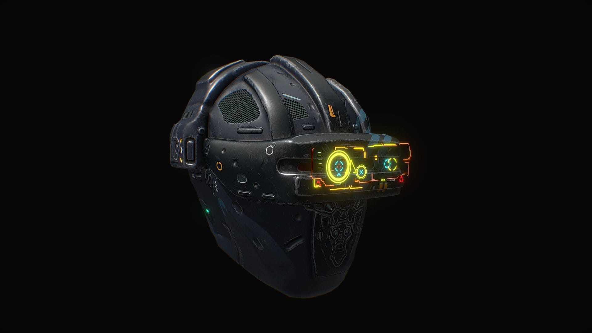 Low poly sci fi holo helmet character asset - deep3dsea