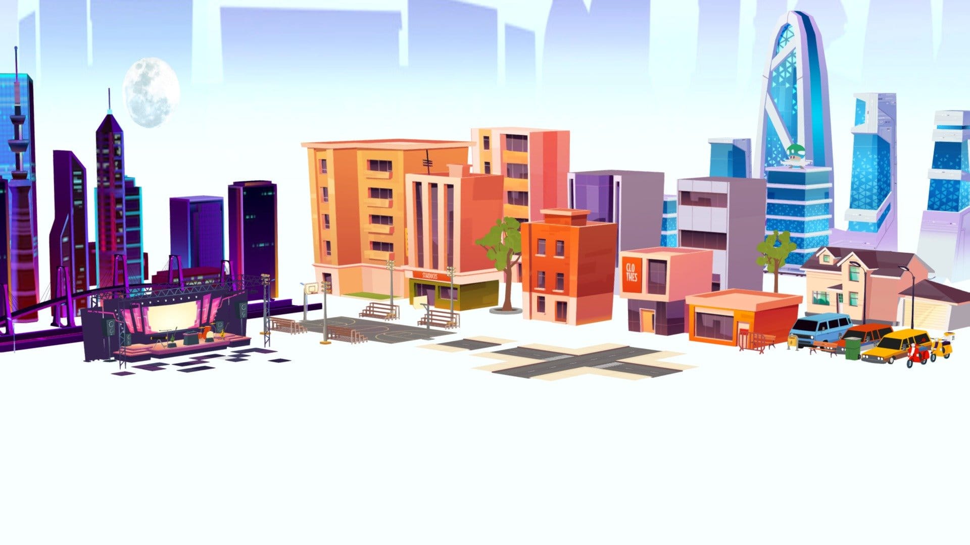 Download LOWPOLY CITY STREET PACK BUILDINGS STYLIZED 3D Model | deep3dsea