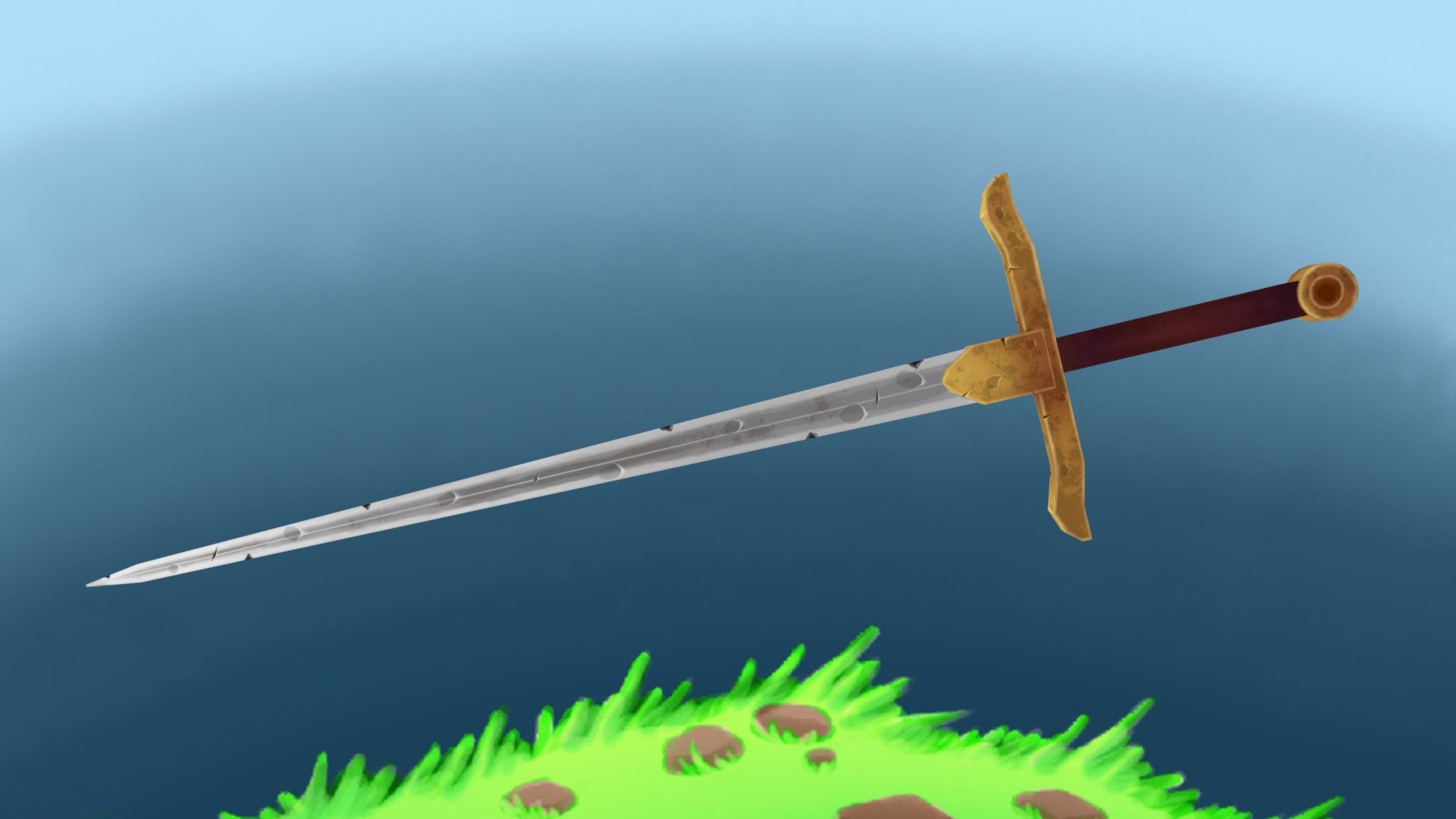 Download Cartoon Damaged Sword 3D Model | deep3dsea