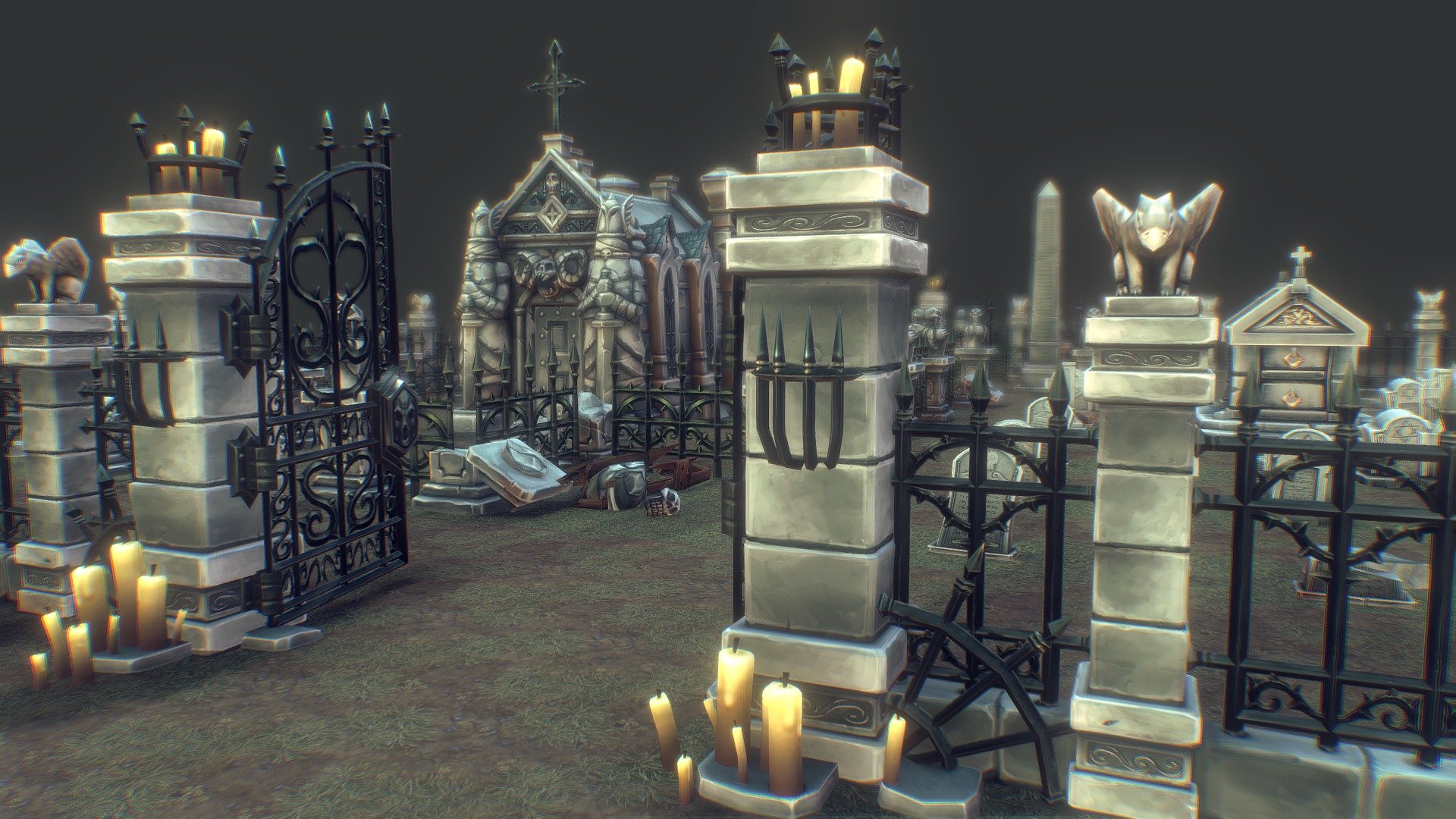 Cemetery Set - Hand Painted - deep3dsea