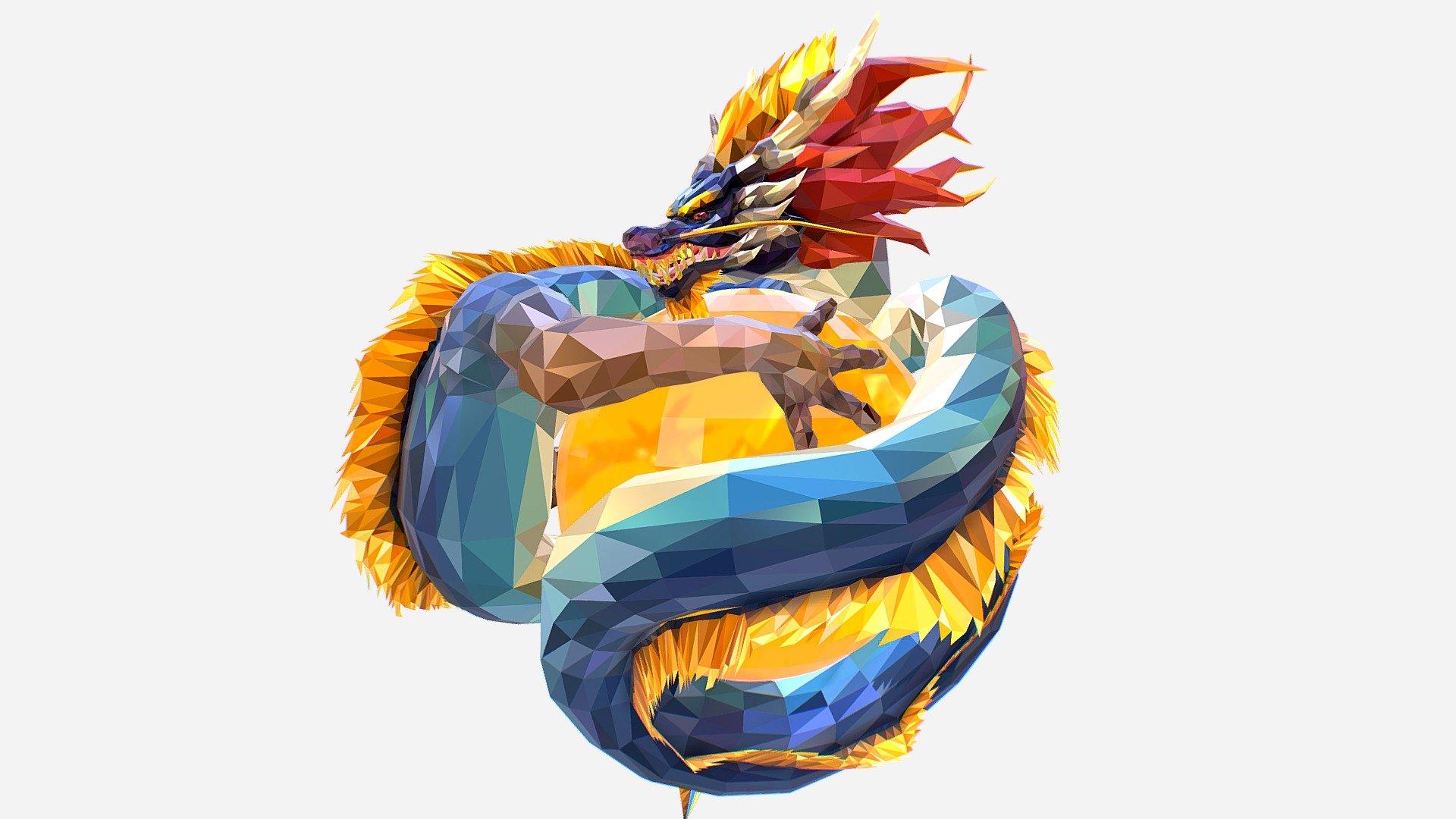 Dragon Low Polygon Art - deep3dsea