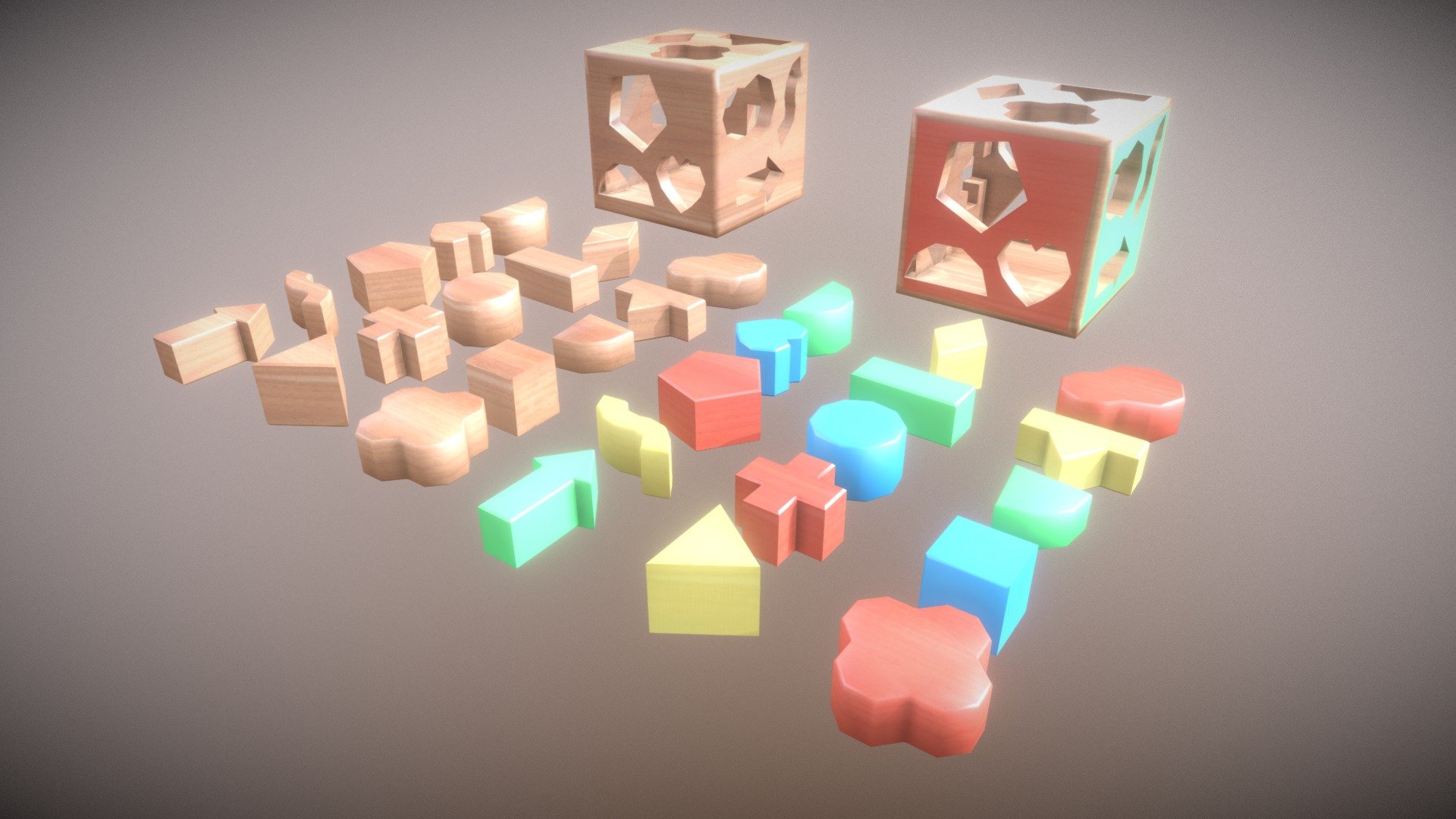 Game Ready Block Box Toy low poly - deep3dsea