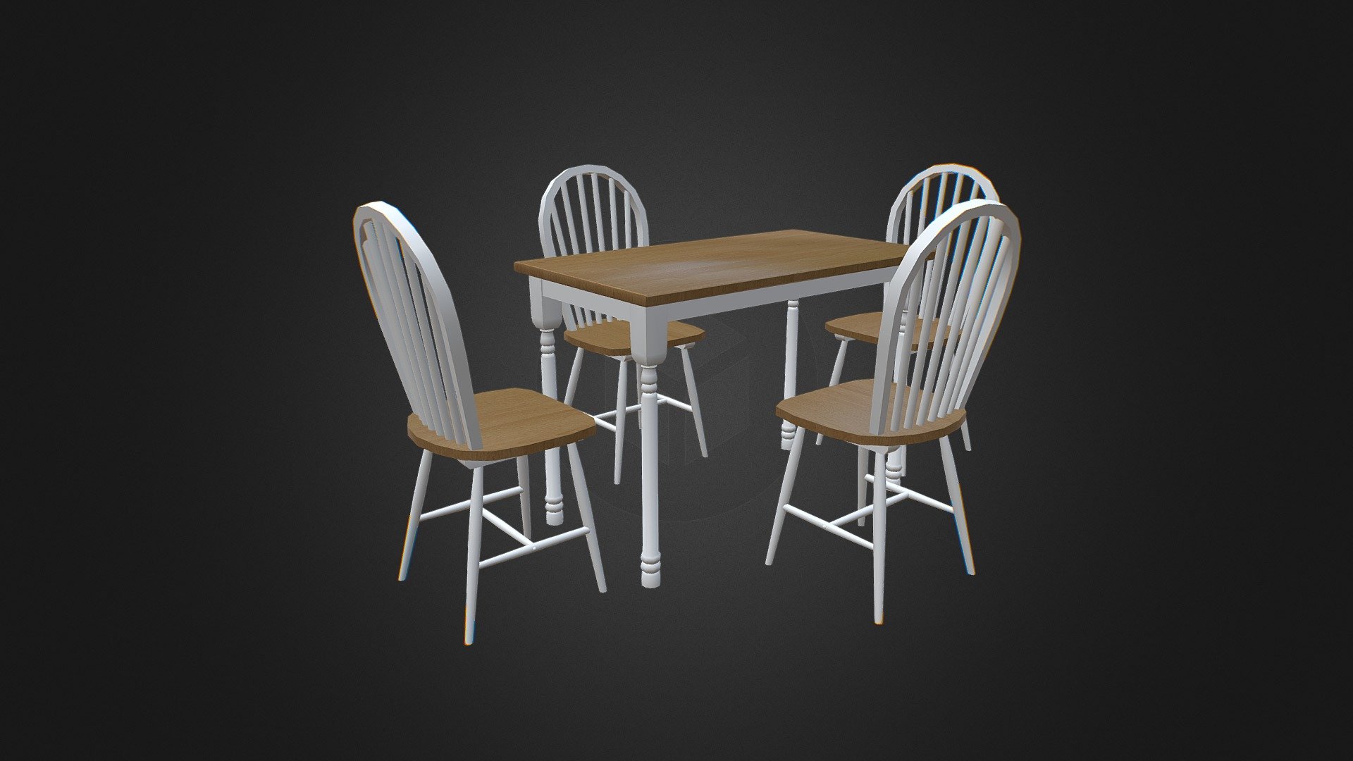 Oak and White Finish Wood Dining Table - deep3dsea