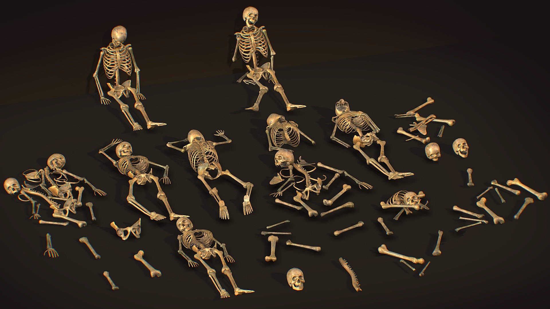 remains skeleton bone big pack 3d model - deep3dsea