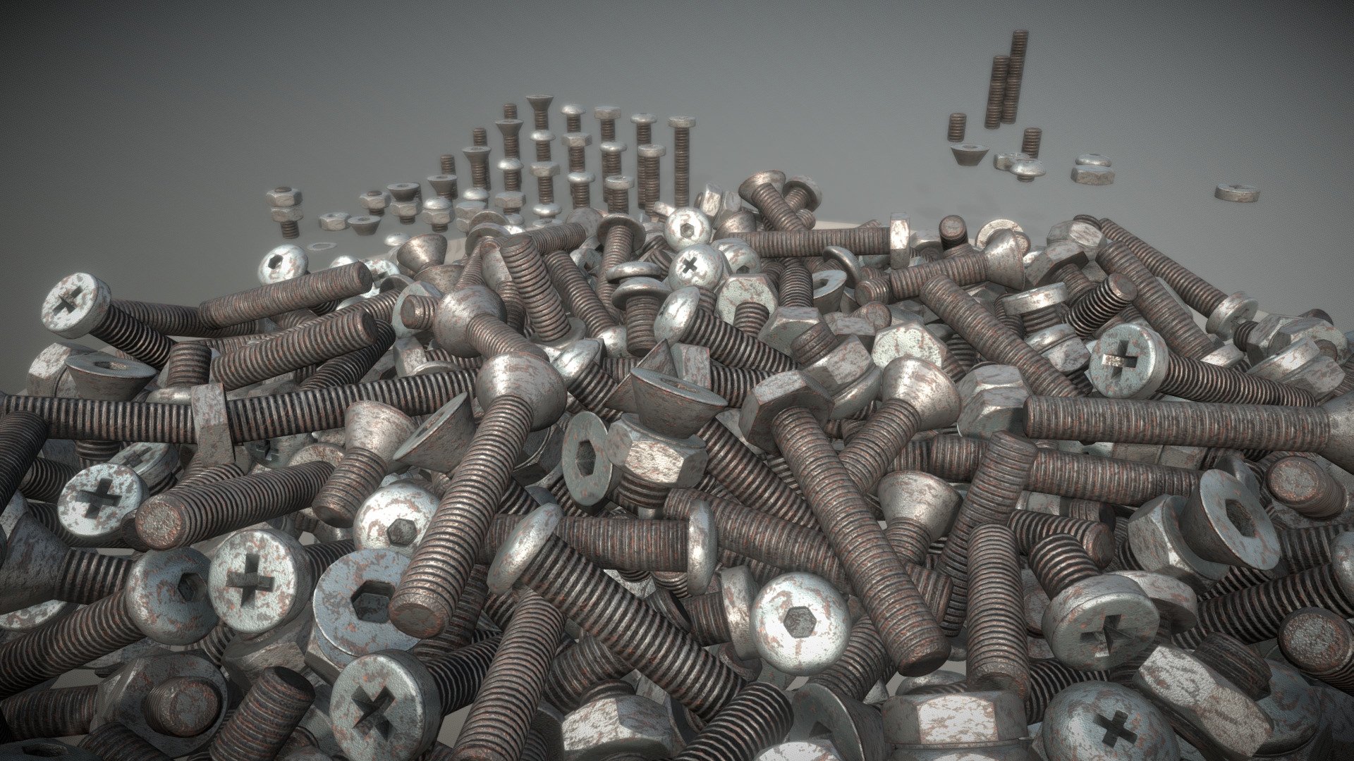 Rusty Nut and Bolt Package (Low-Poly) - deep3dsea