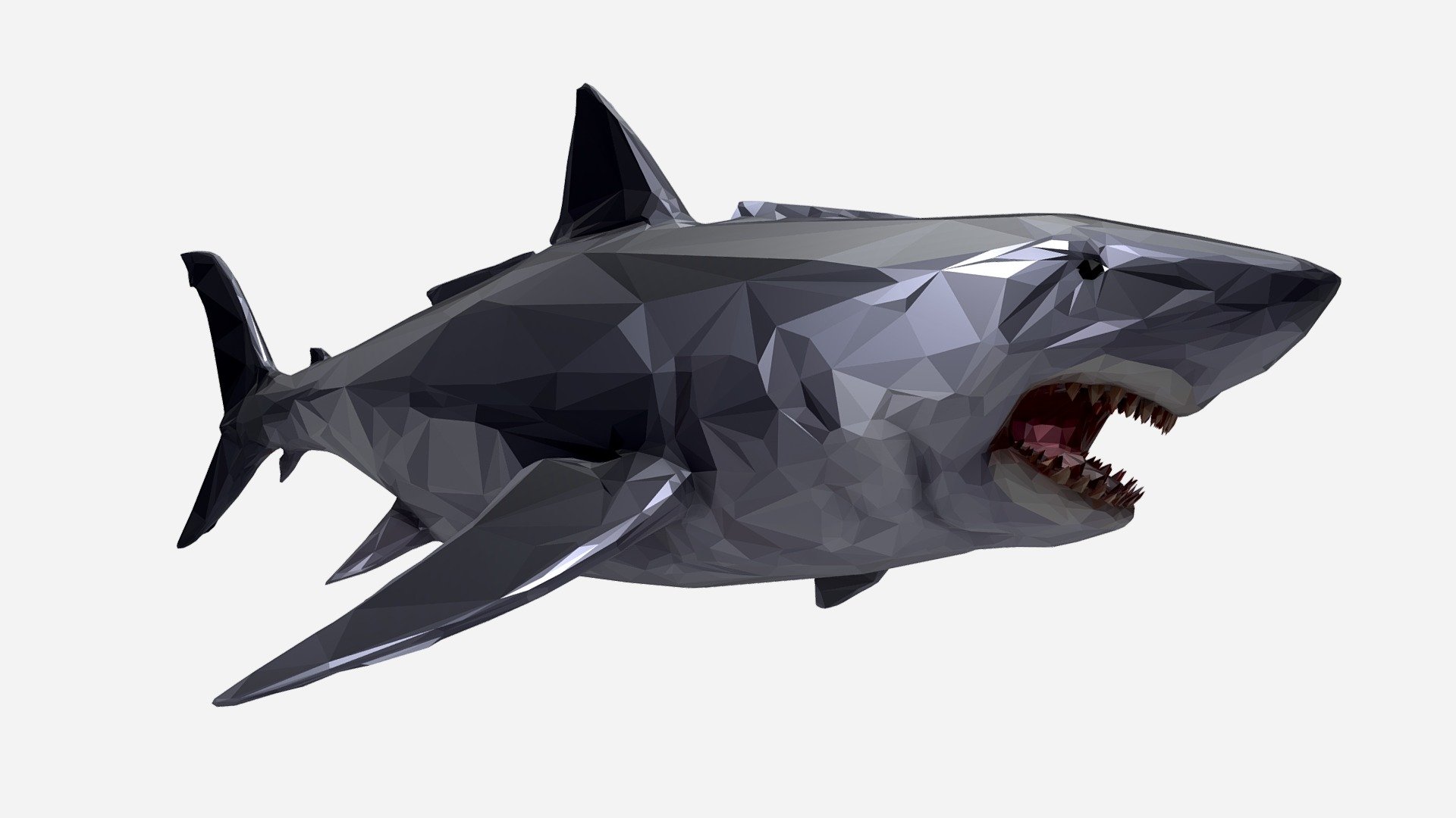 Shark Low Polygon Art Ocean Fish - deep3dsea