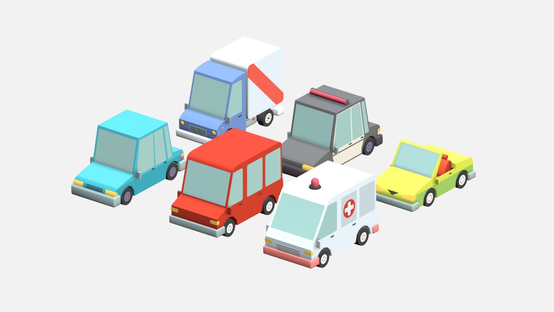 Low poly Cars pack 3D model - deep3dsea