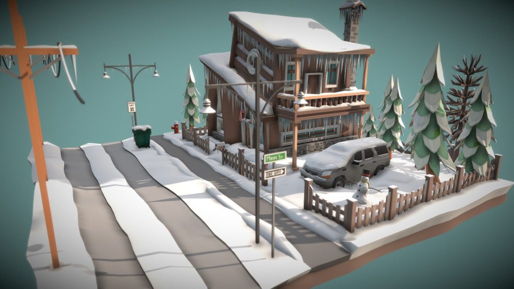 Low Poly Winter Scene - deep3dsea