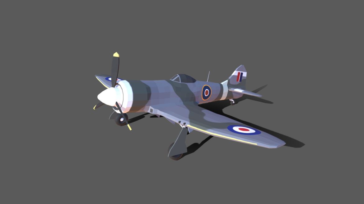 Download Low Poly Cartoon Hawker Tempest Mkii Airplane 3D Model | Deep3DSea