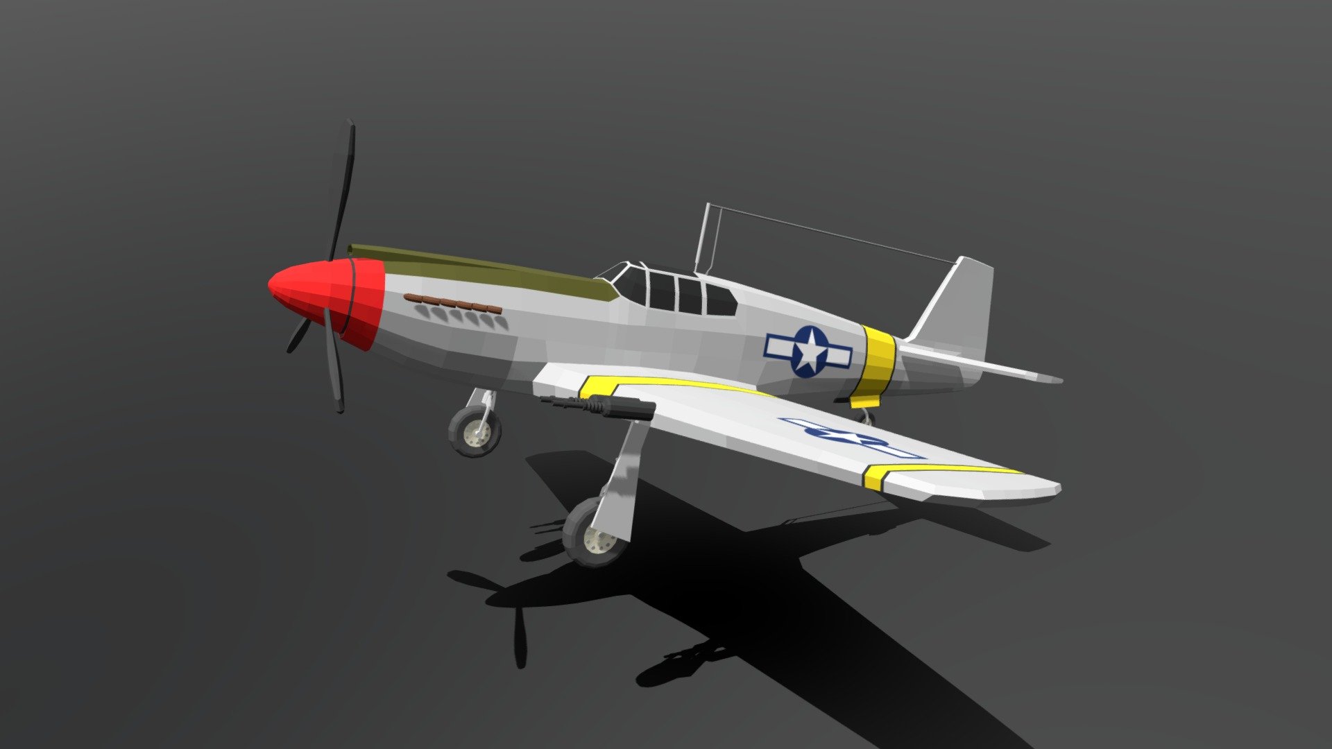 Low Poly Cartoon North American P-51 Mustang - deep3dsea