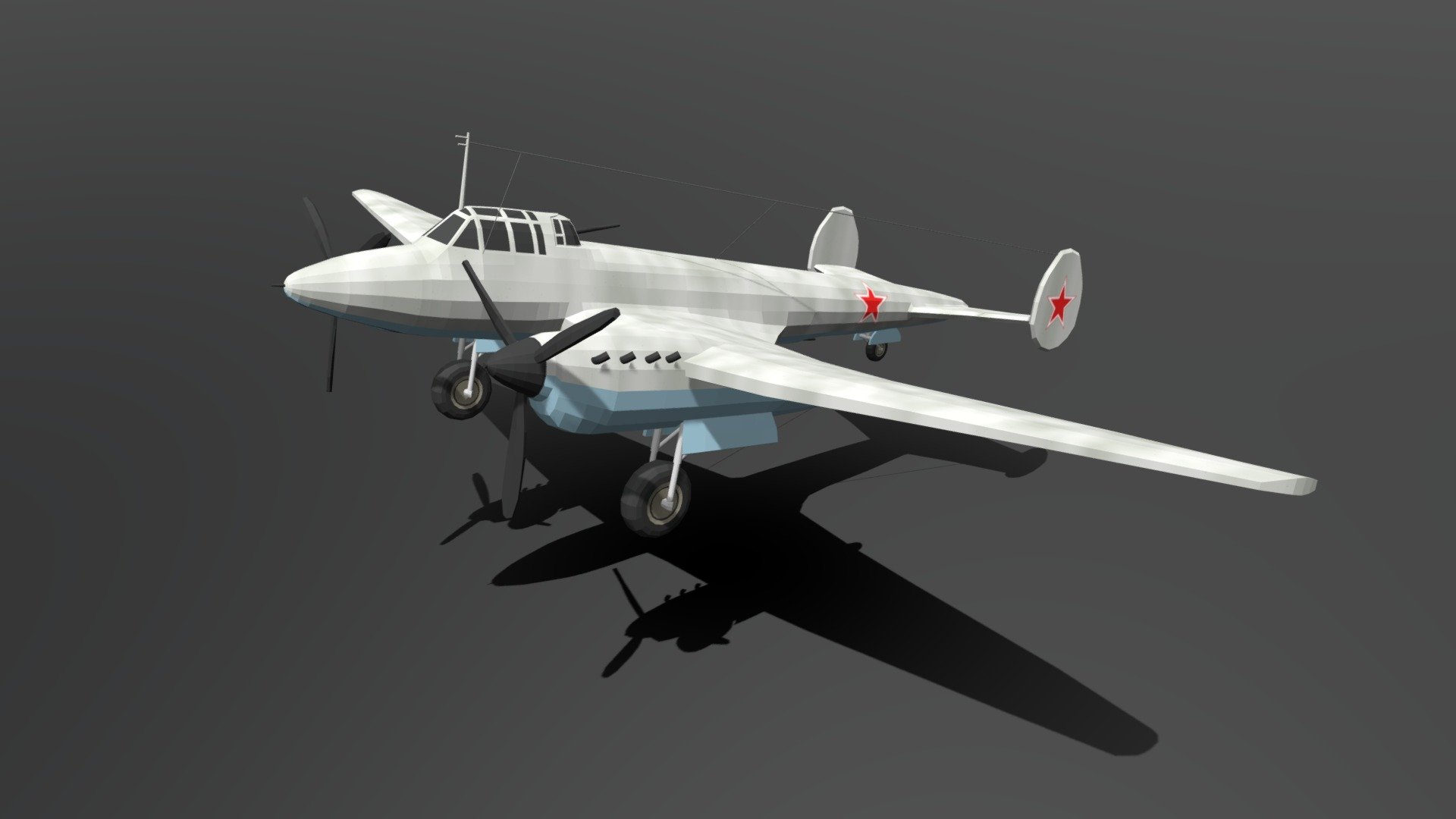 Low Poly Cartoon Petlyakov Pe-2 WWII - deep3dsea