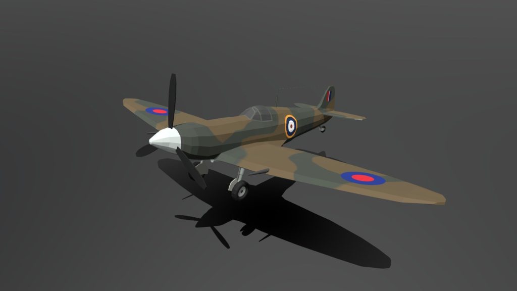 Low Poly Cartoon Supermarine Spitfire MKII - deep3dsea