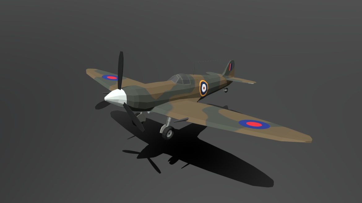 Low Poly Cartoon Supermarine Spitfire MKII - deep3dsea