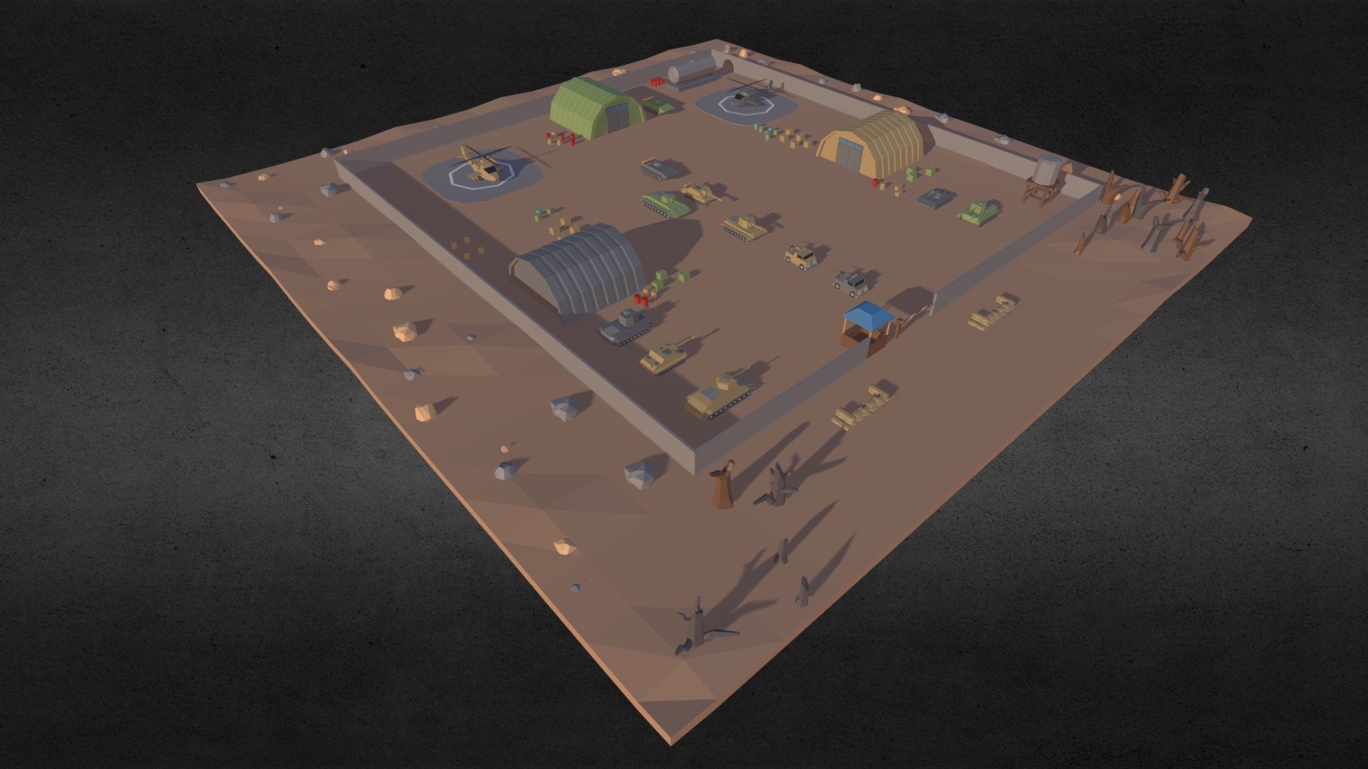 Low Poly Military Base Pack - deep3dsea