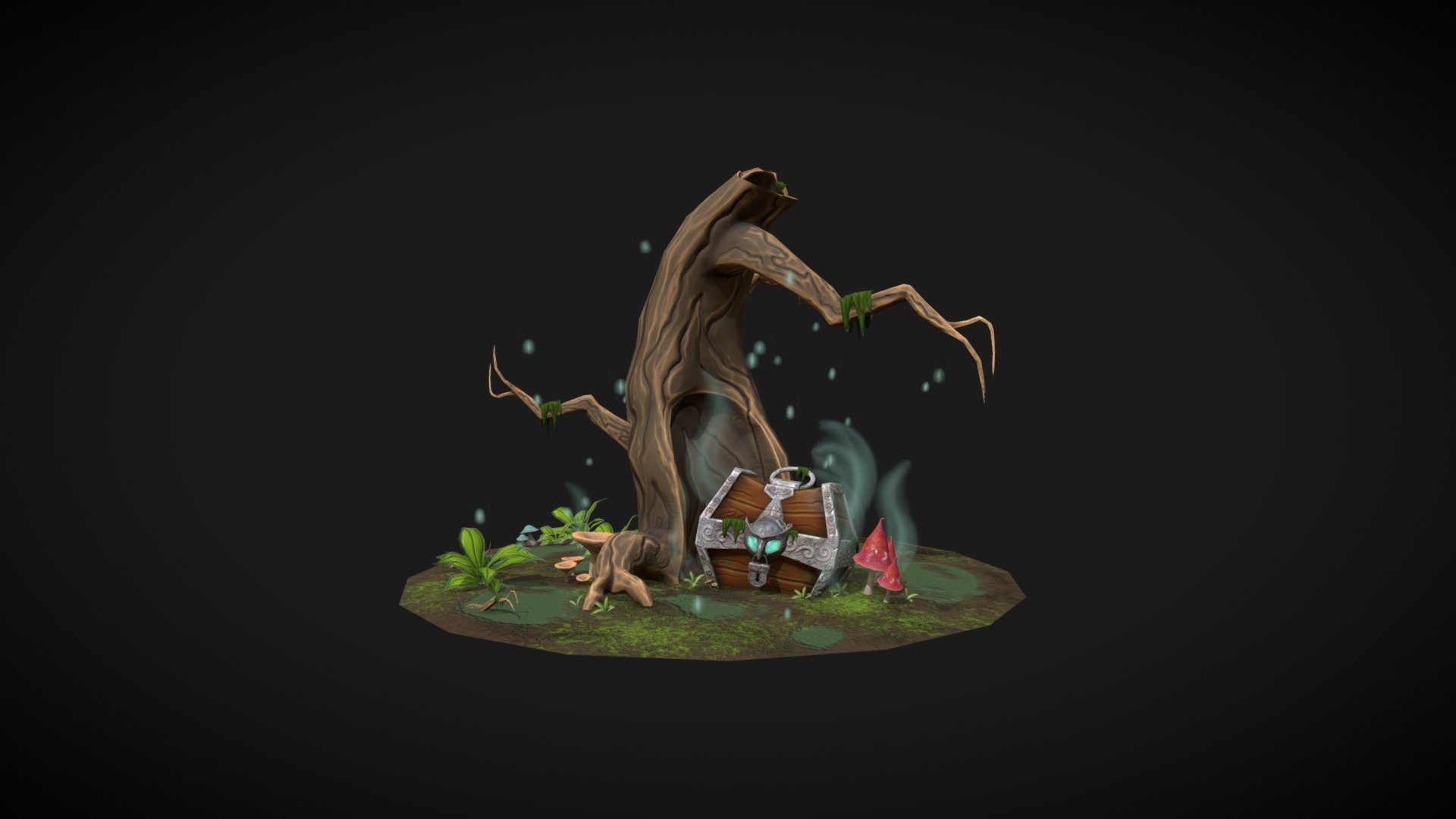 Old treasure chest lost in misty swamp - deep3dsea