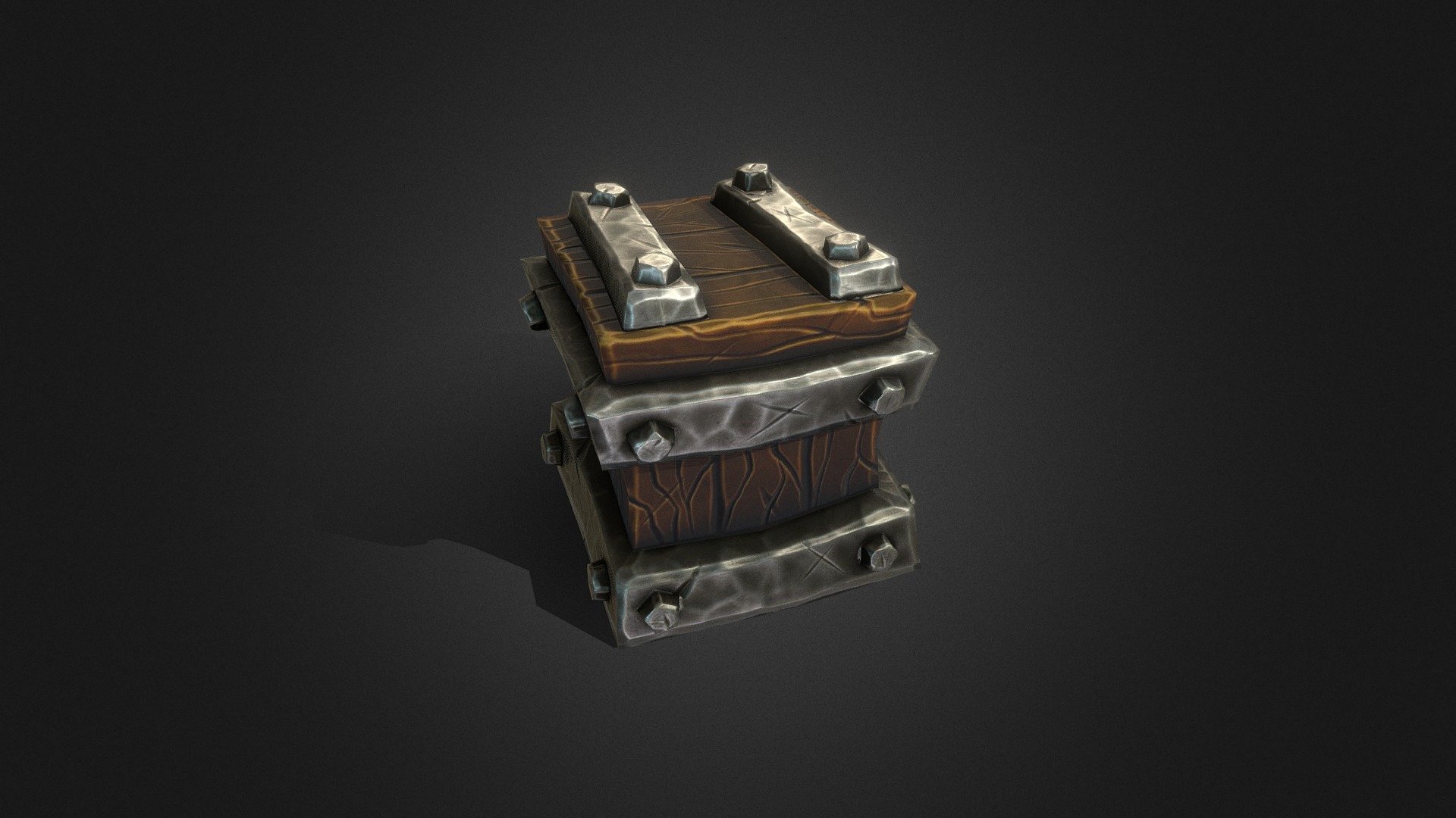 Stylized Low-poly Wood Metal Chest - deep3dsea