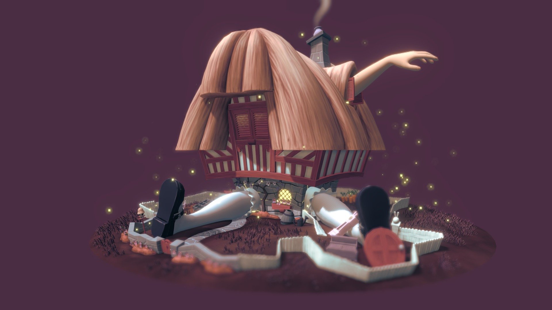 Download White Rabbit's Cottage (Alice in Wonderland) 3D Model | deep3dsea