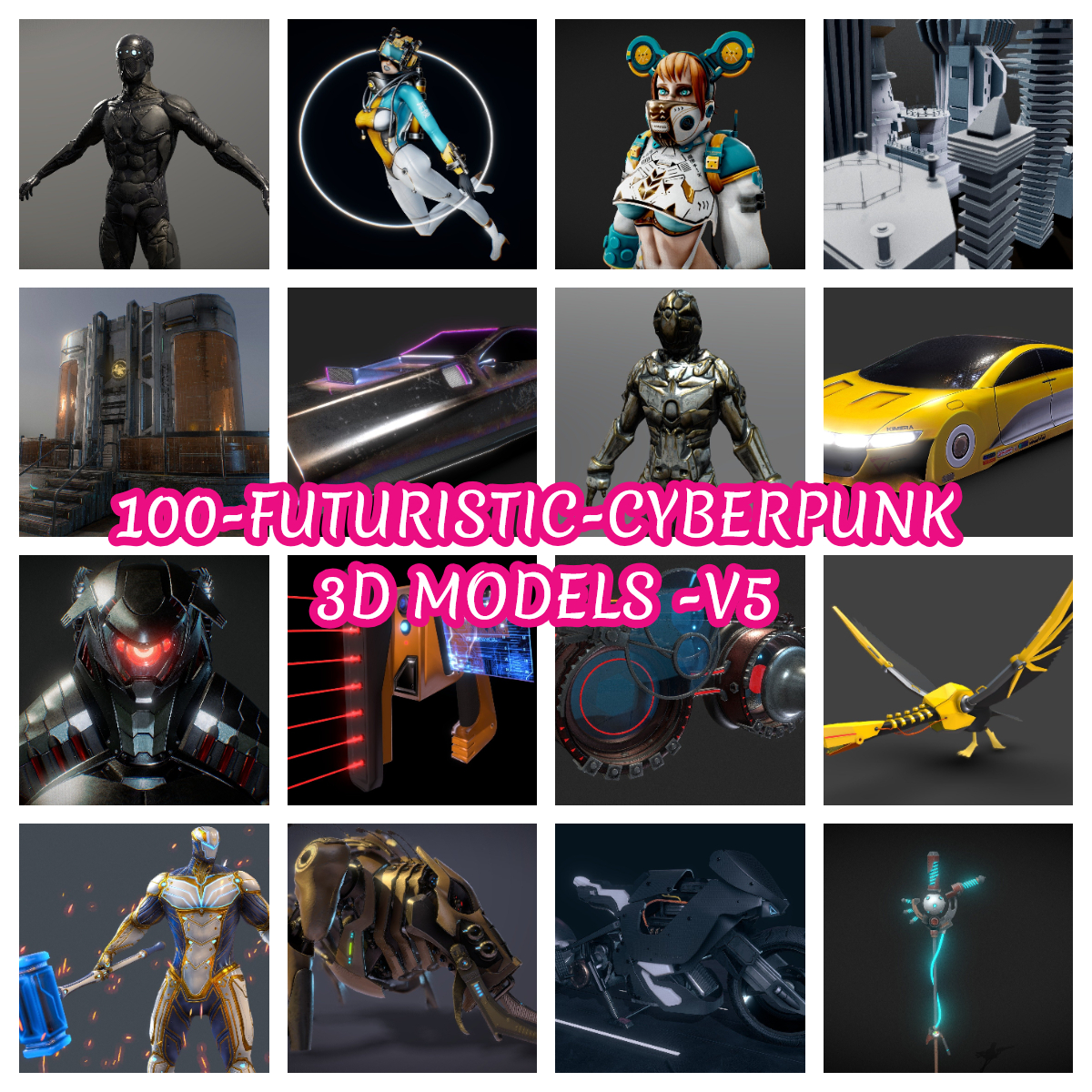 100 3D Models Collection - Ready For Games, Animation, AR, VR ...