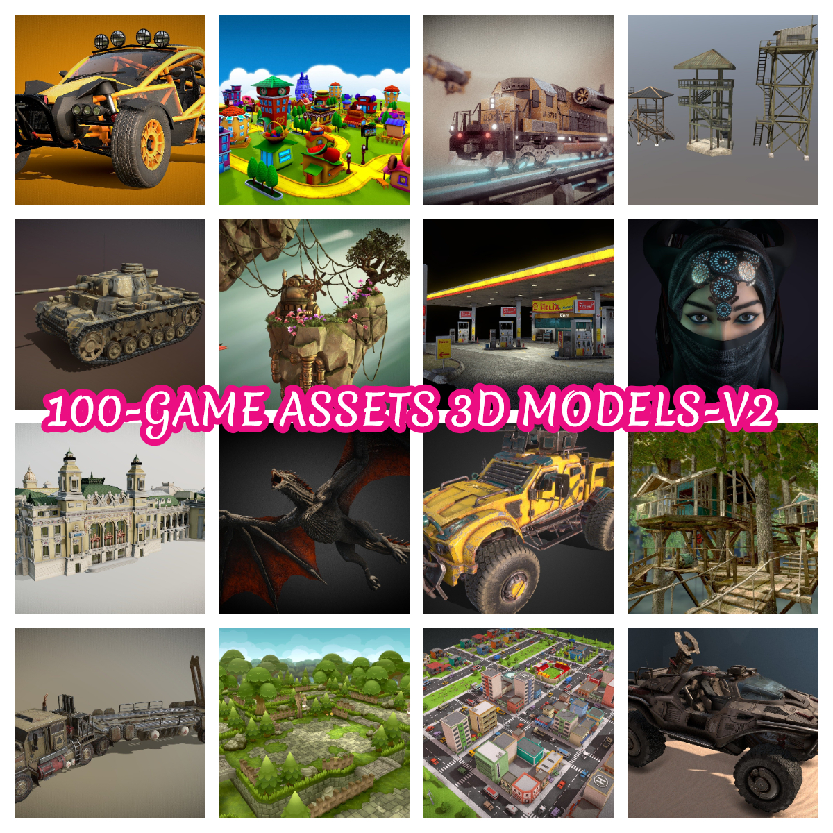 100 3D Models Collection - Ready For Games, Animation, AR, VR ...