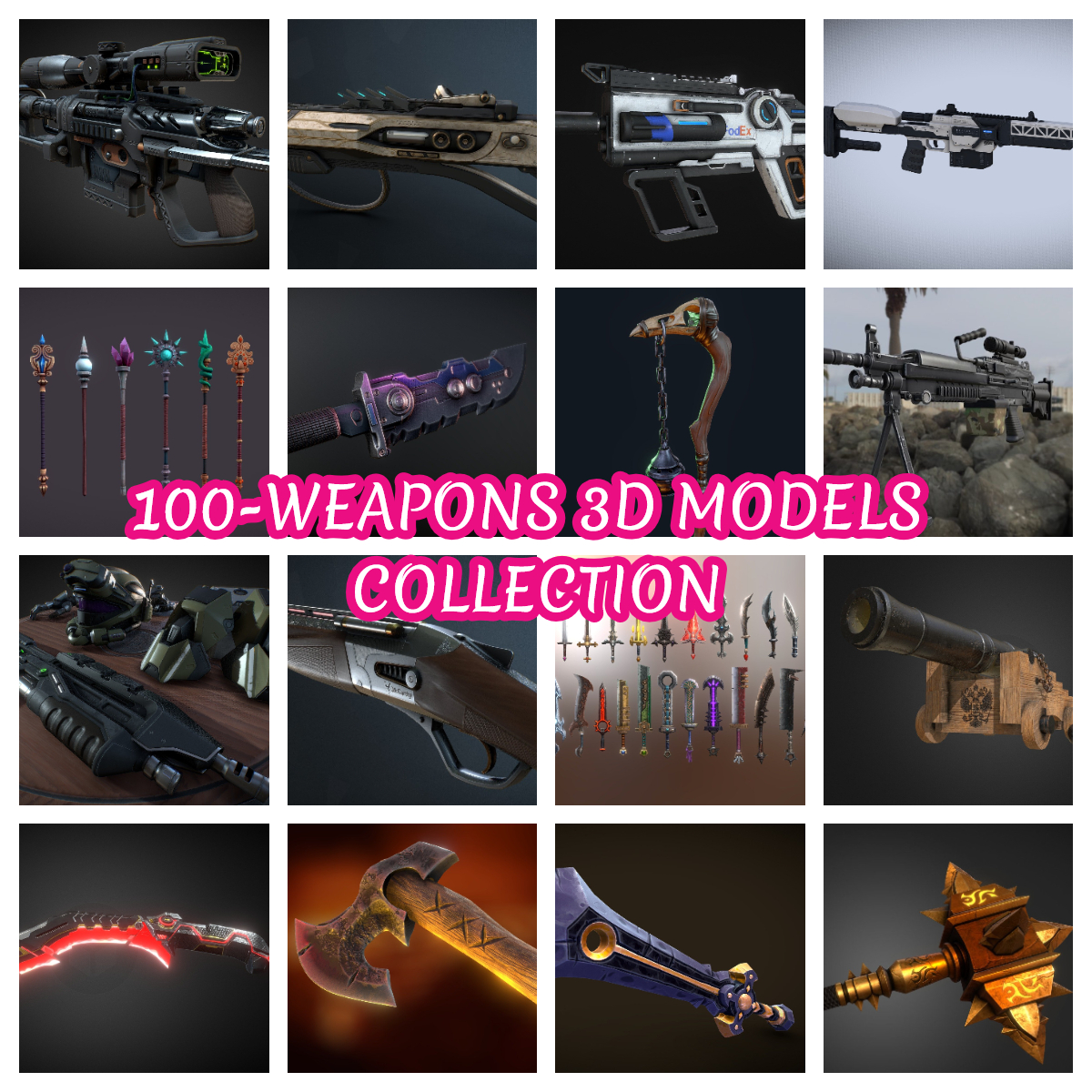100 3D Models Collection - Ready For Games, Animation, AR, VR ...