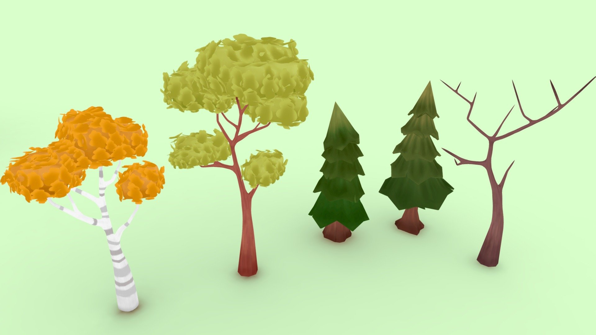 Stylized hand painted trees - deep3dsea