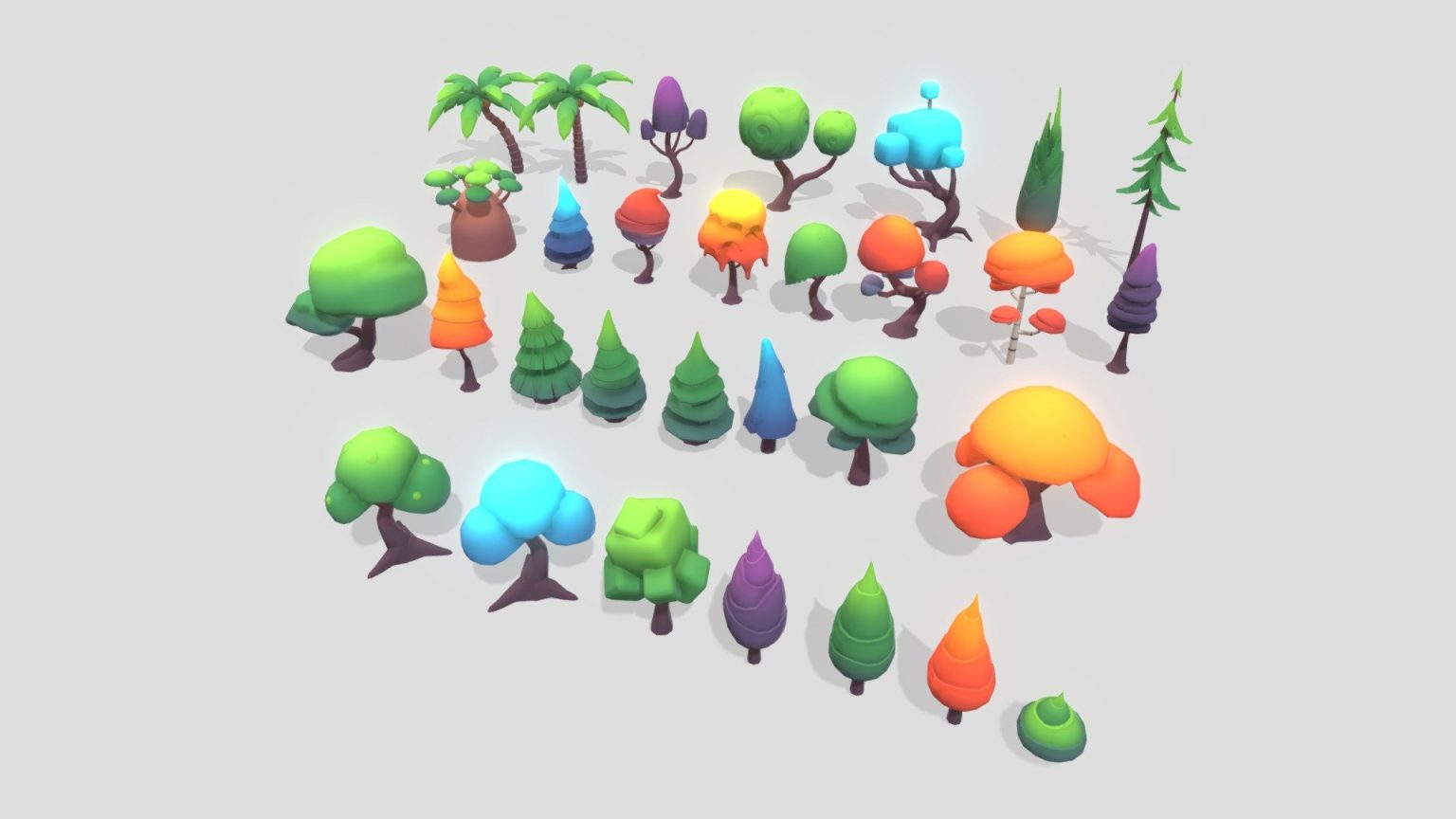 Download Stylized Low Poly Trees Pack 01 3D Model | Deep3DSea