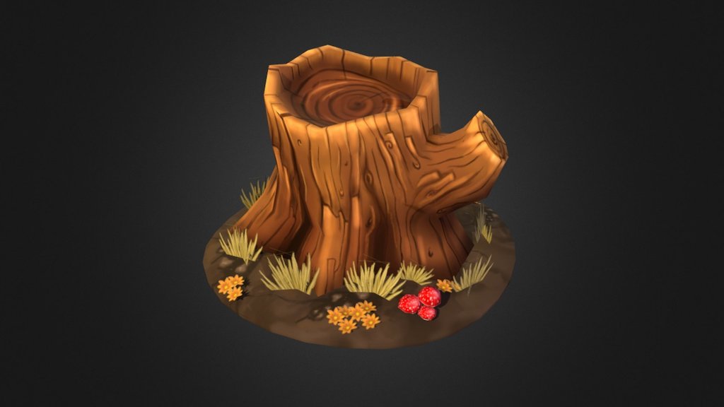 Tree Stump - Hand Painted - deep3dsea
