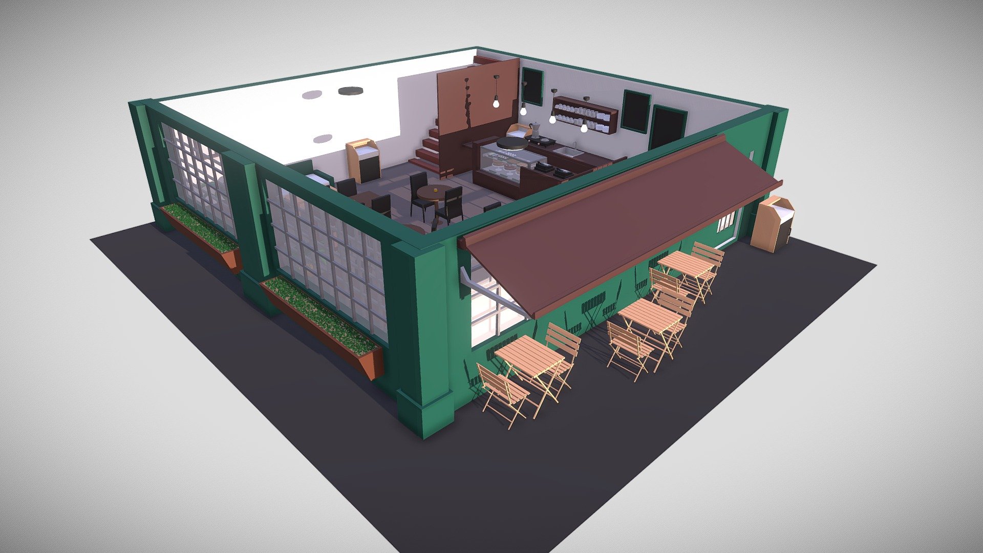 Download Café 3D Model | Deep3DSea