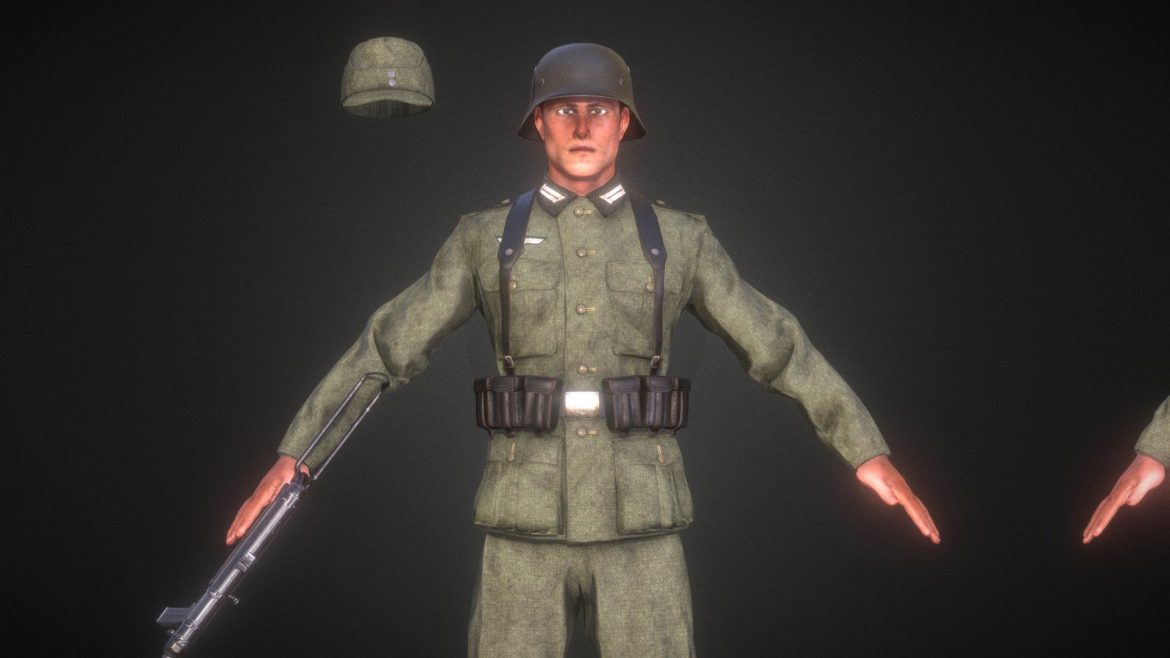 WW2 GERMAN SOLDIER RIGGED-ANIMATED - deep3dsea