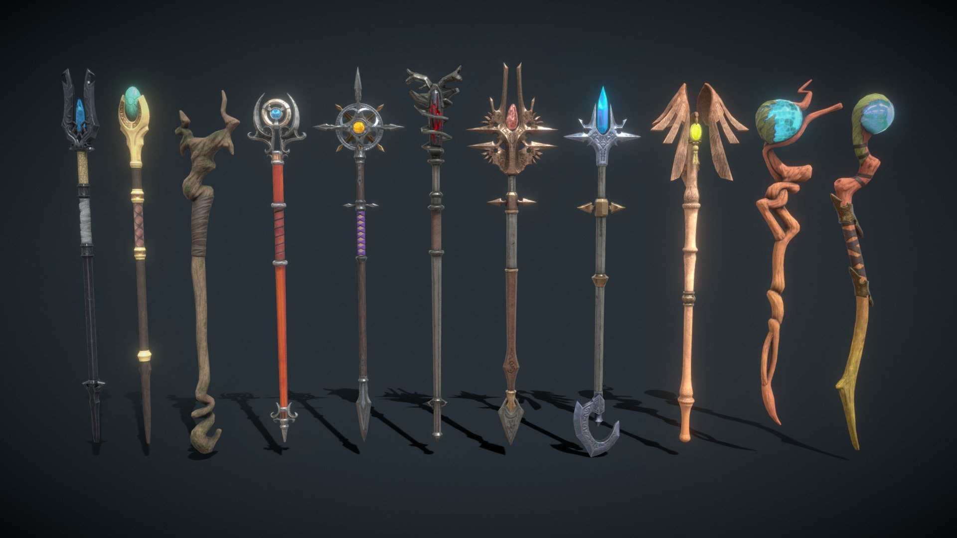Download Fantasy Staff Set 05 3D Model | Deep3DSea