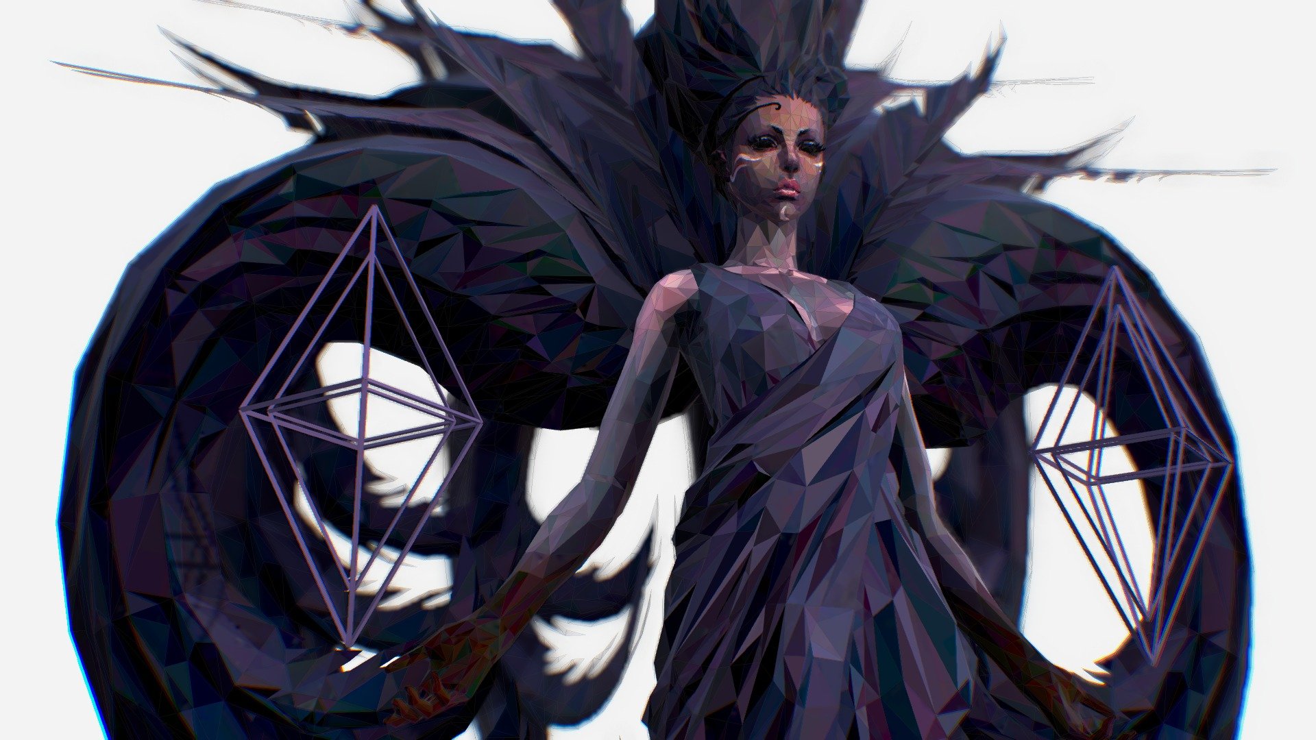 Polygon Art Dark Angel B. Witch 3d Model - deep3dsea