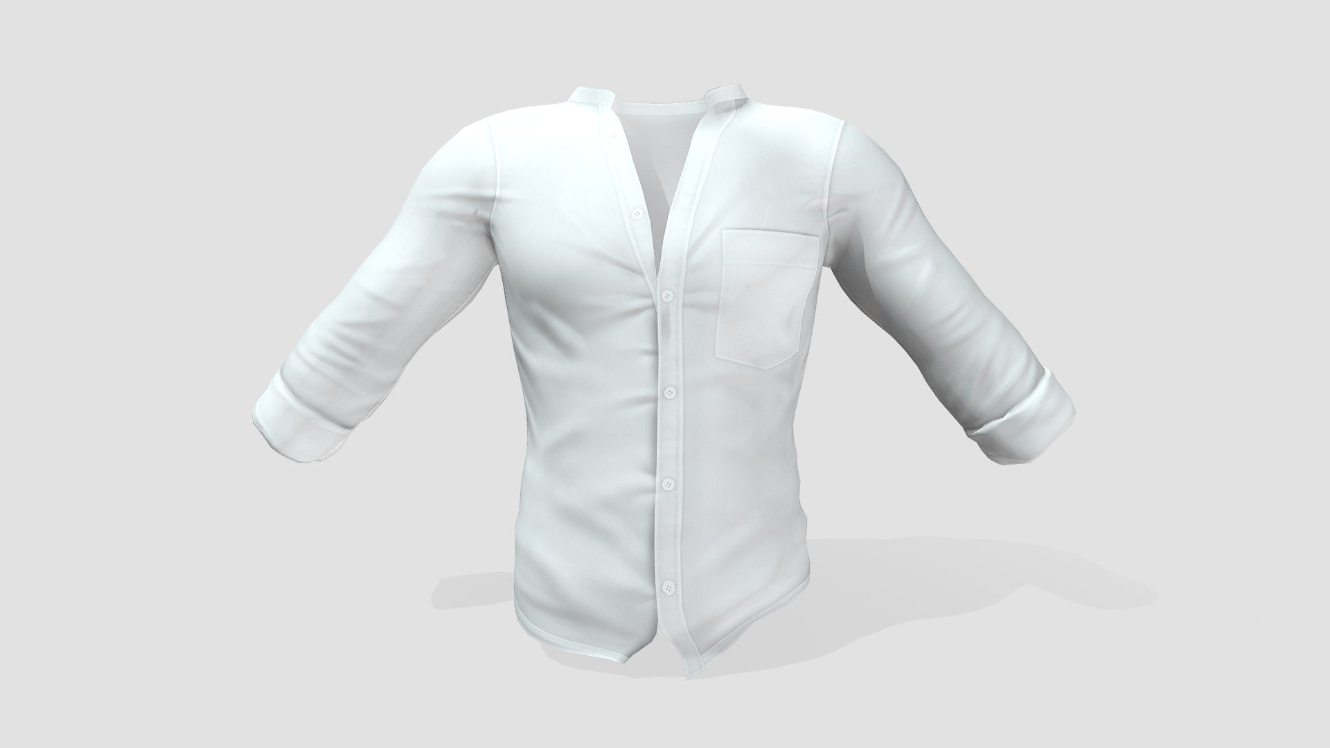 Men's Open Chest Standing Collar White Shirt - deep3dsea