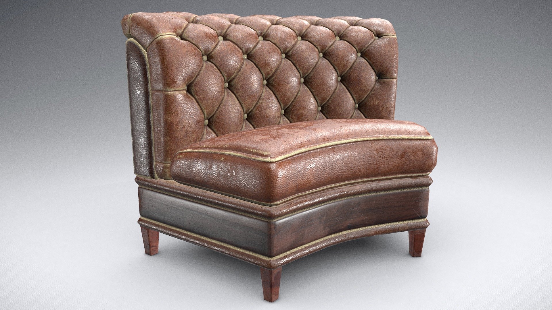 Modular leather couch - PBR - Game-ready model - deep3dsea