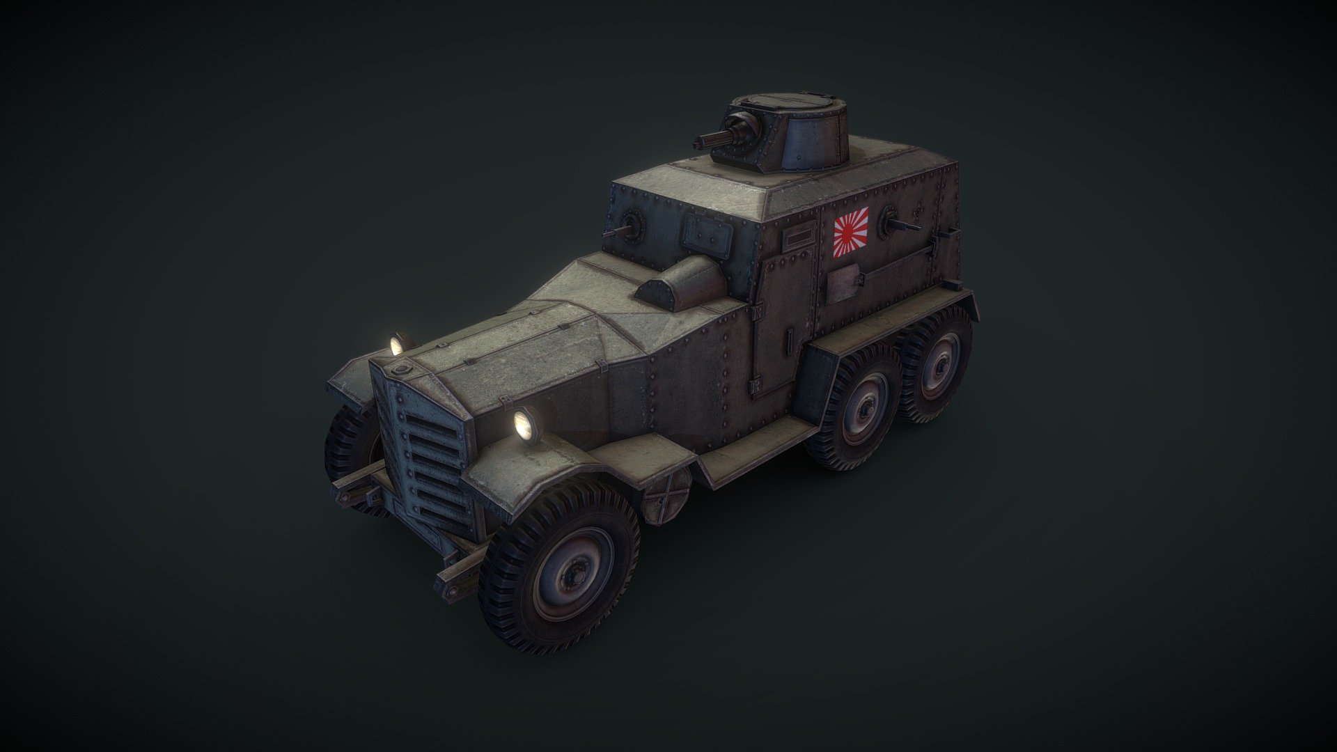 Low poly Type 93 japan Kokusan armored car - deep3dsea
