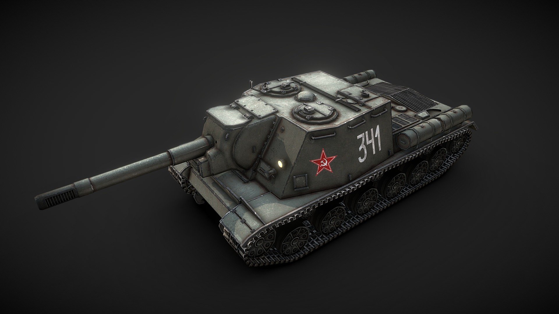 Download Lowpoly ISU 152 soviet-russian SPG. 3D Model | deep3dsea