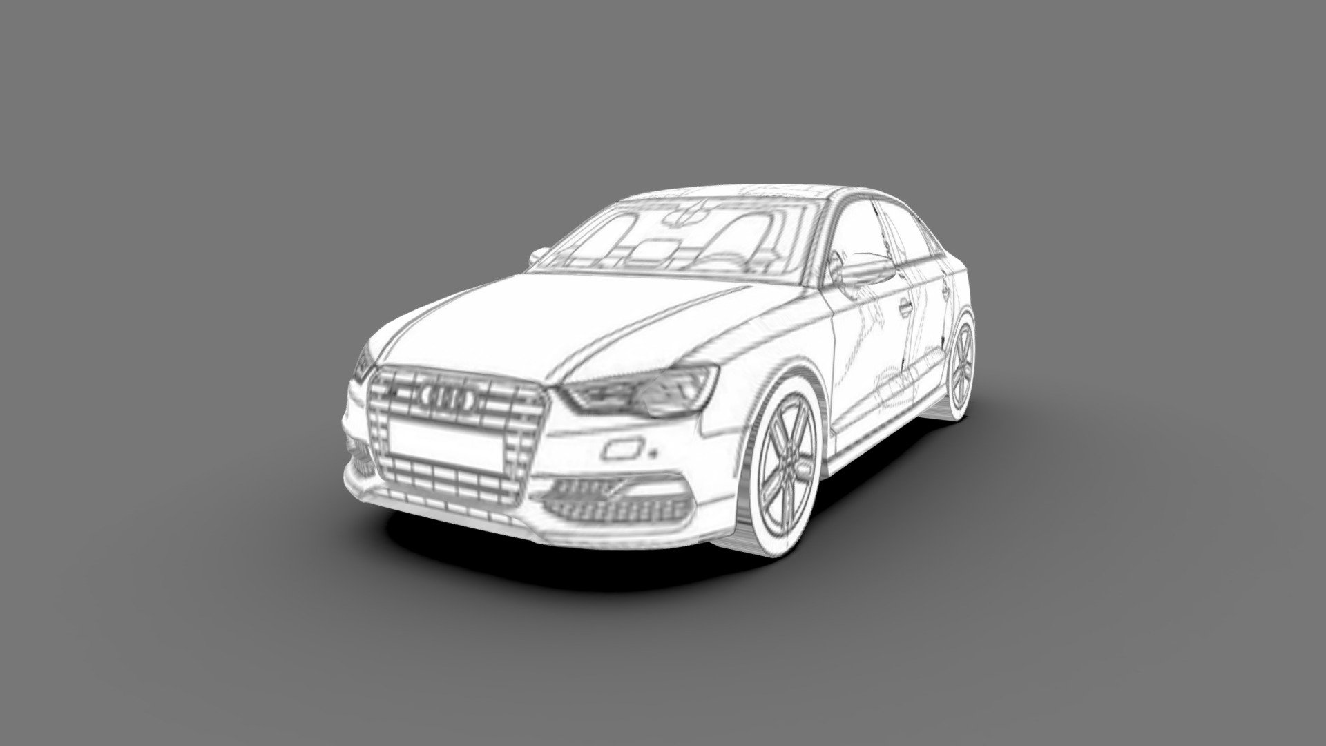 Audi A3 Limousine 3d blueprint - deep3dsea